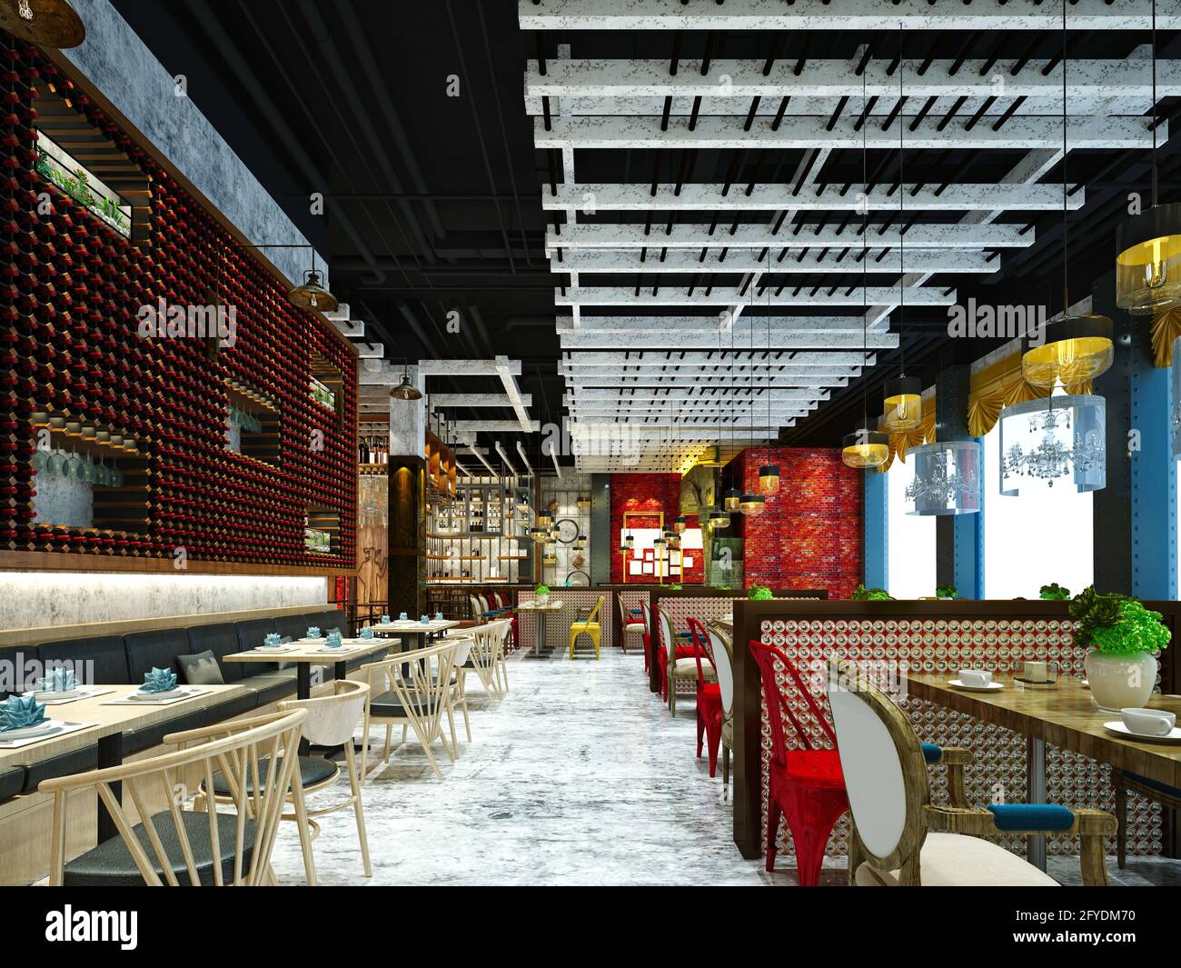 3d render of cafe restaurant Stock Photo - Alamy