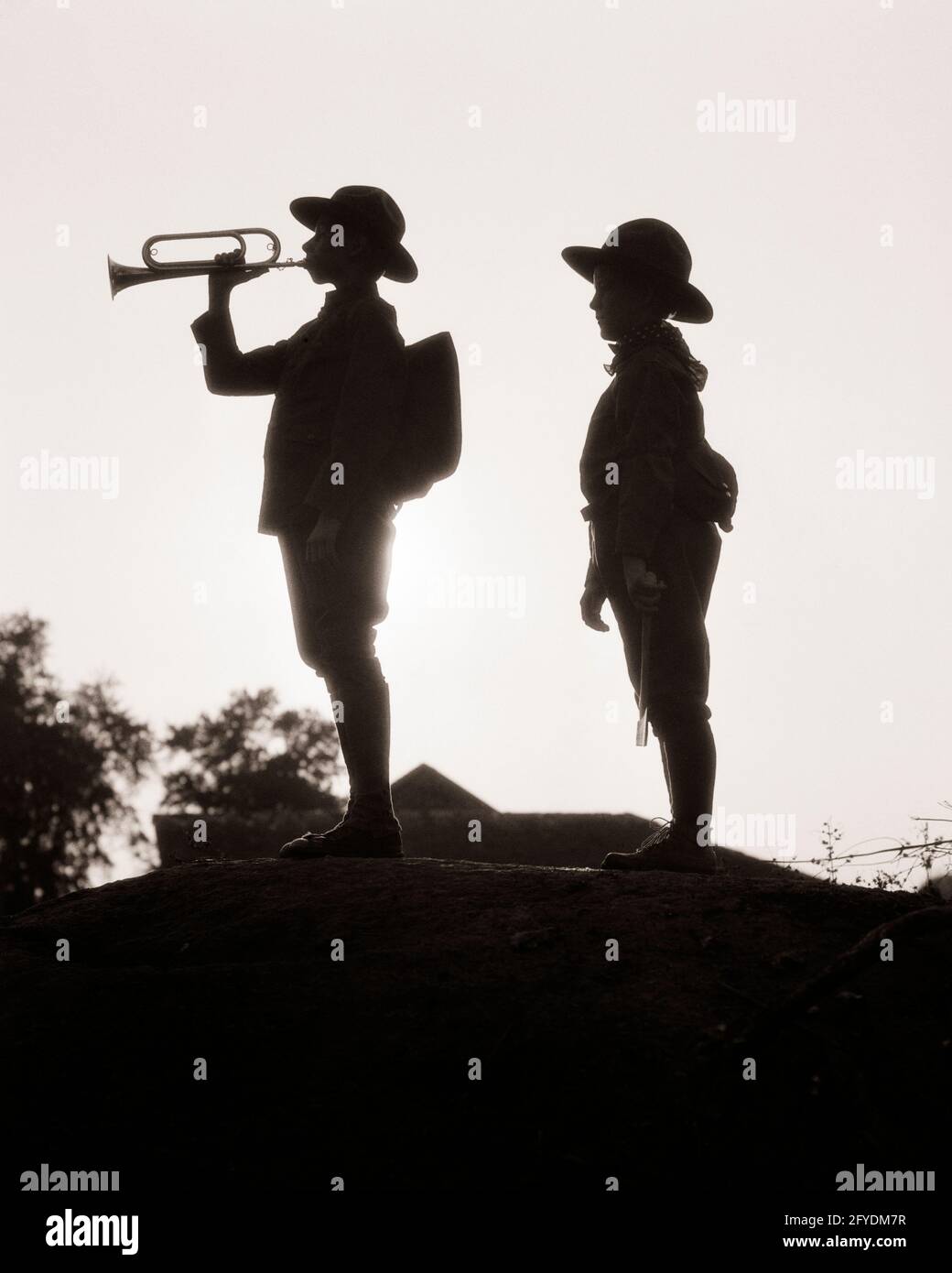 Silhouette of a bugle hi-res stock photography and images - Alamy