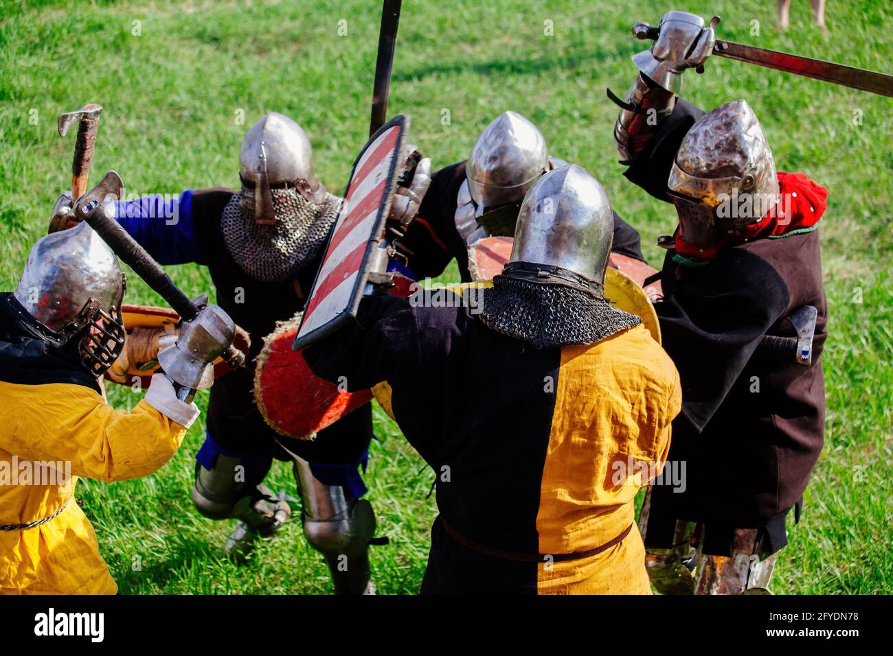 Battle of medieval knights on the battlefield, historical ...