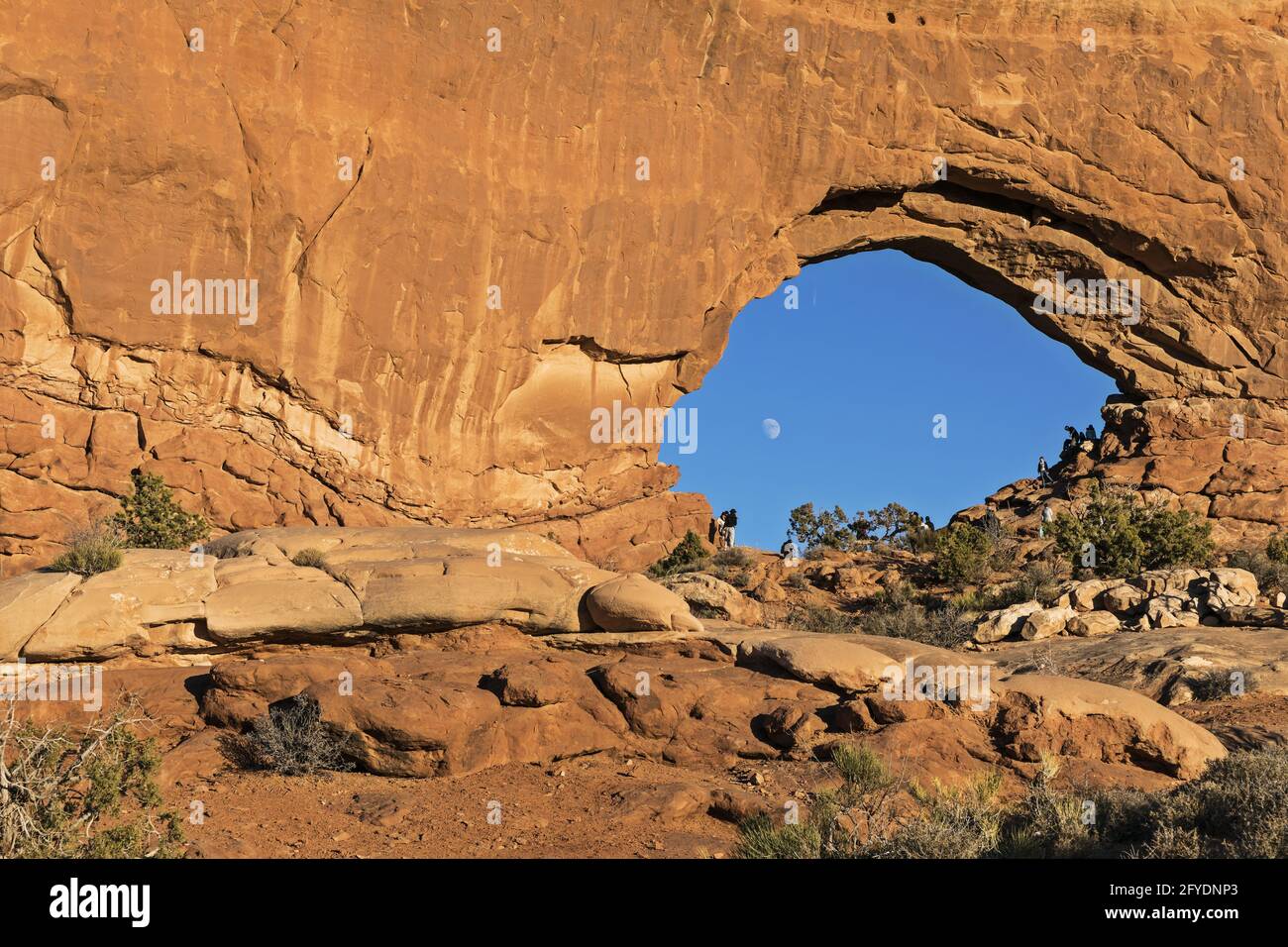 Arch with a moon. The Window section of the Arches National Park, Utah ...