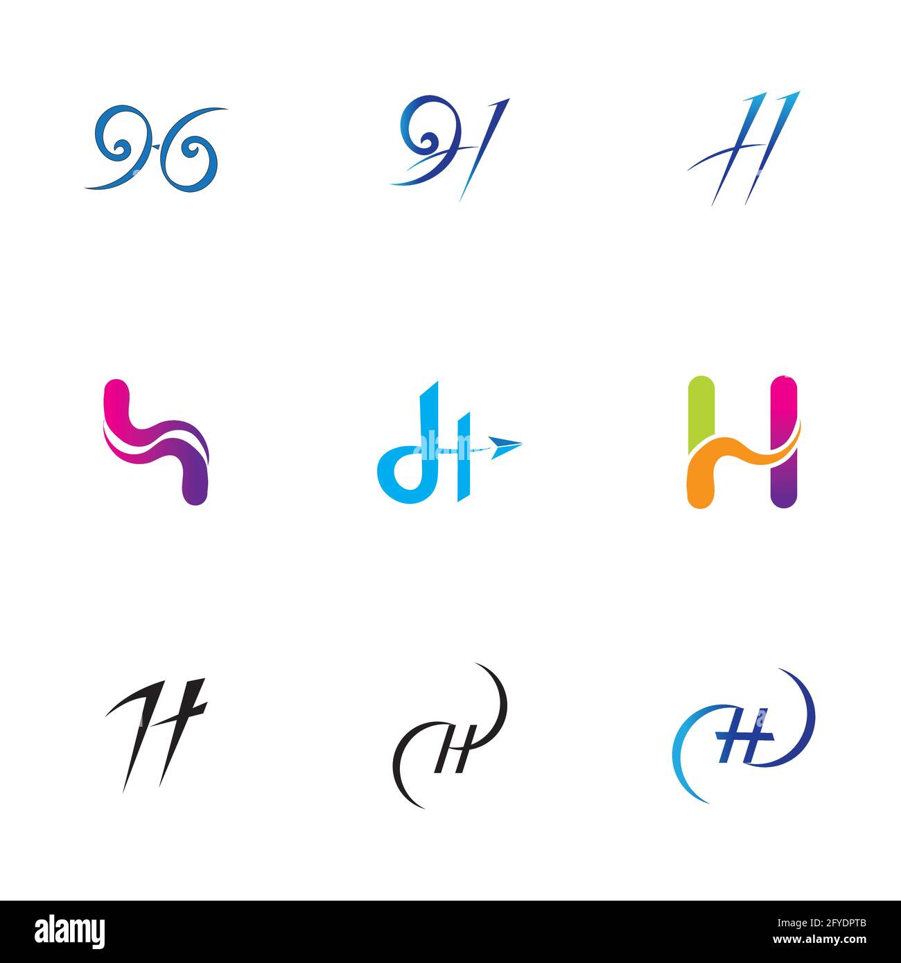 set of Letter H logo icon vector design template Stock Vector Image ...