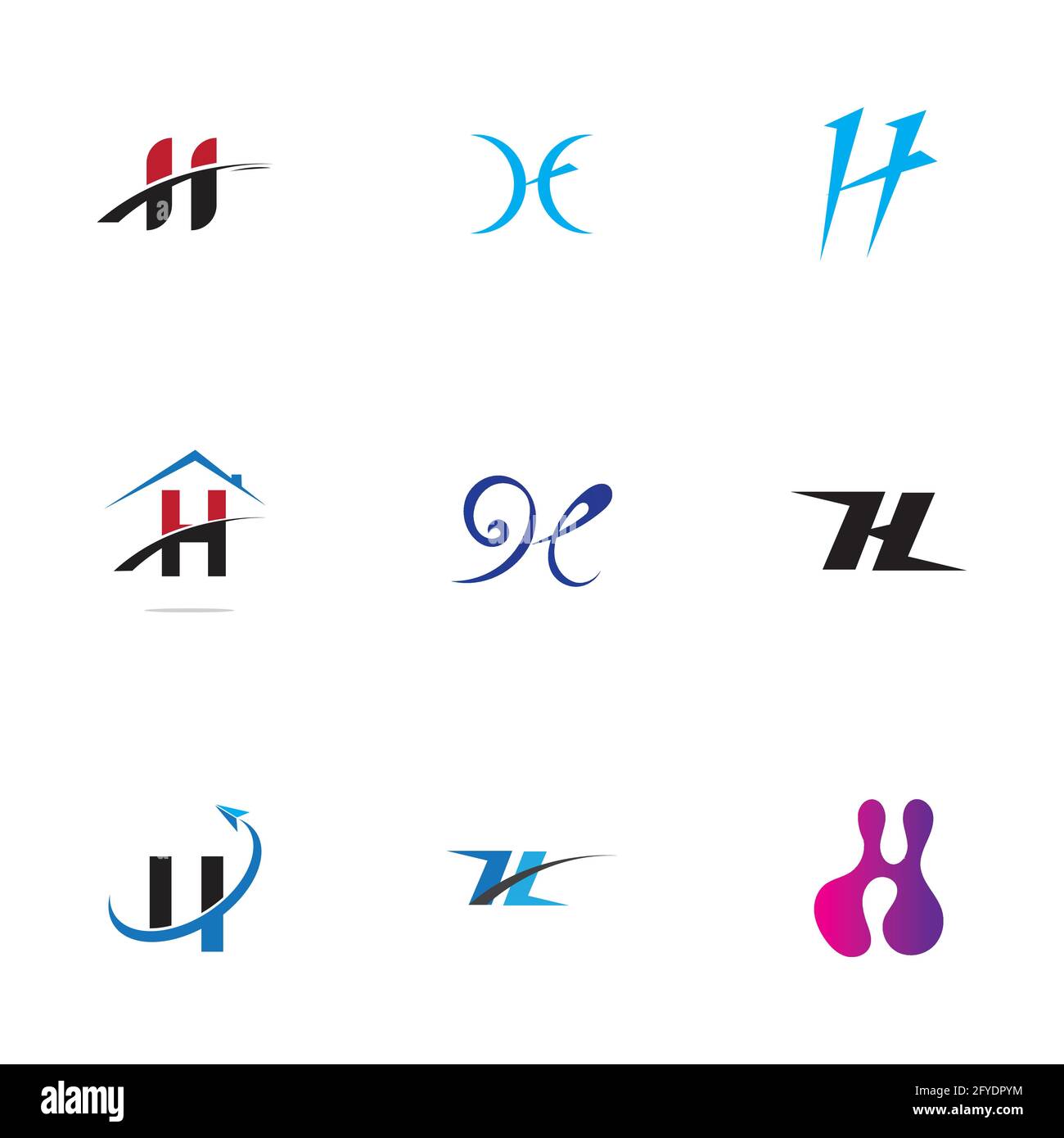 set of Letter H logo icon vector design template Stock Vector Image ...