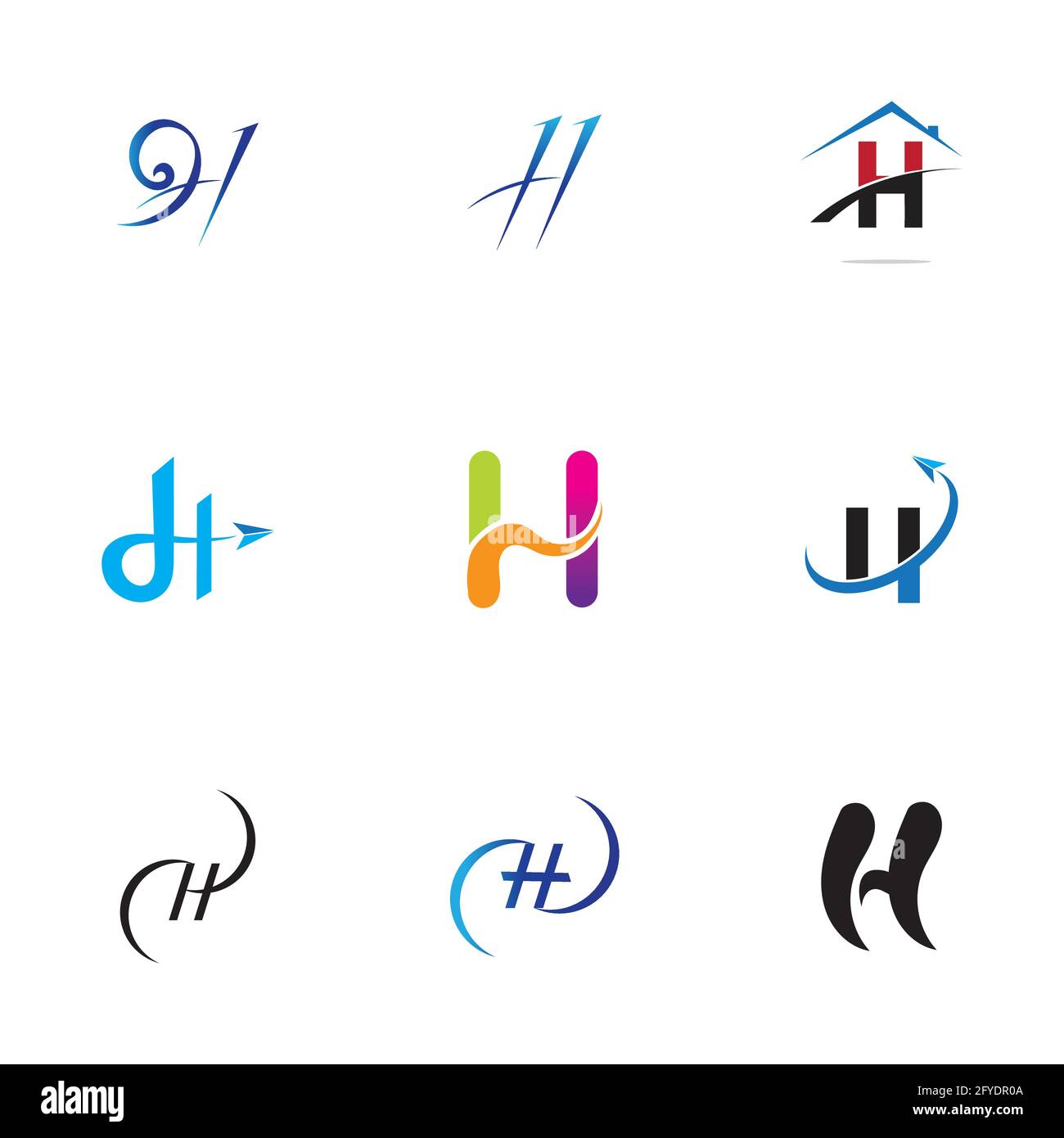 set of Letter H logo icon vector design template Stock Vector Image ...
