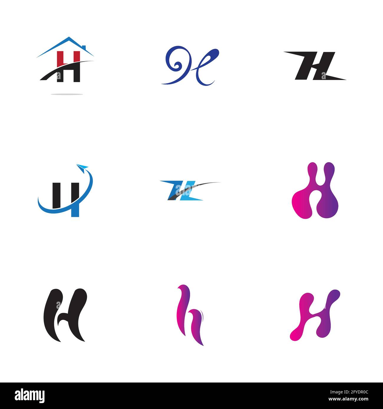 set of Letter H logo icon vector design template Stock Vector Image ...