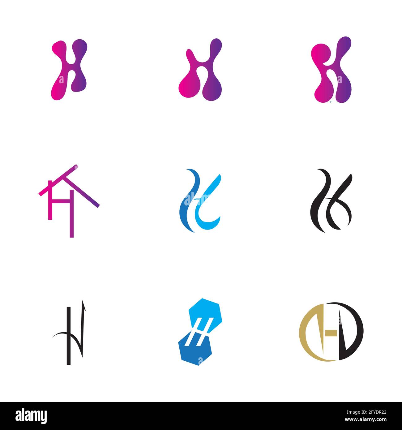 set of Letter H logo icon vector design template Stock Vector Image ...