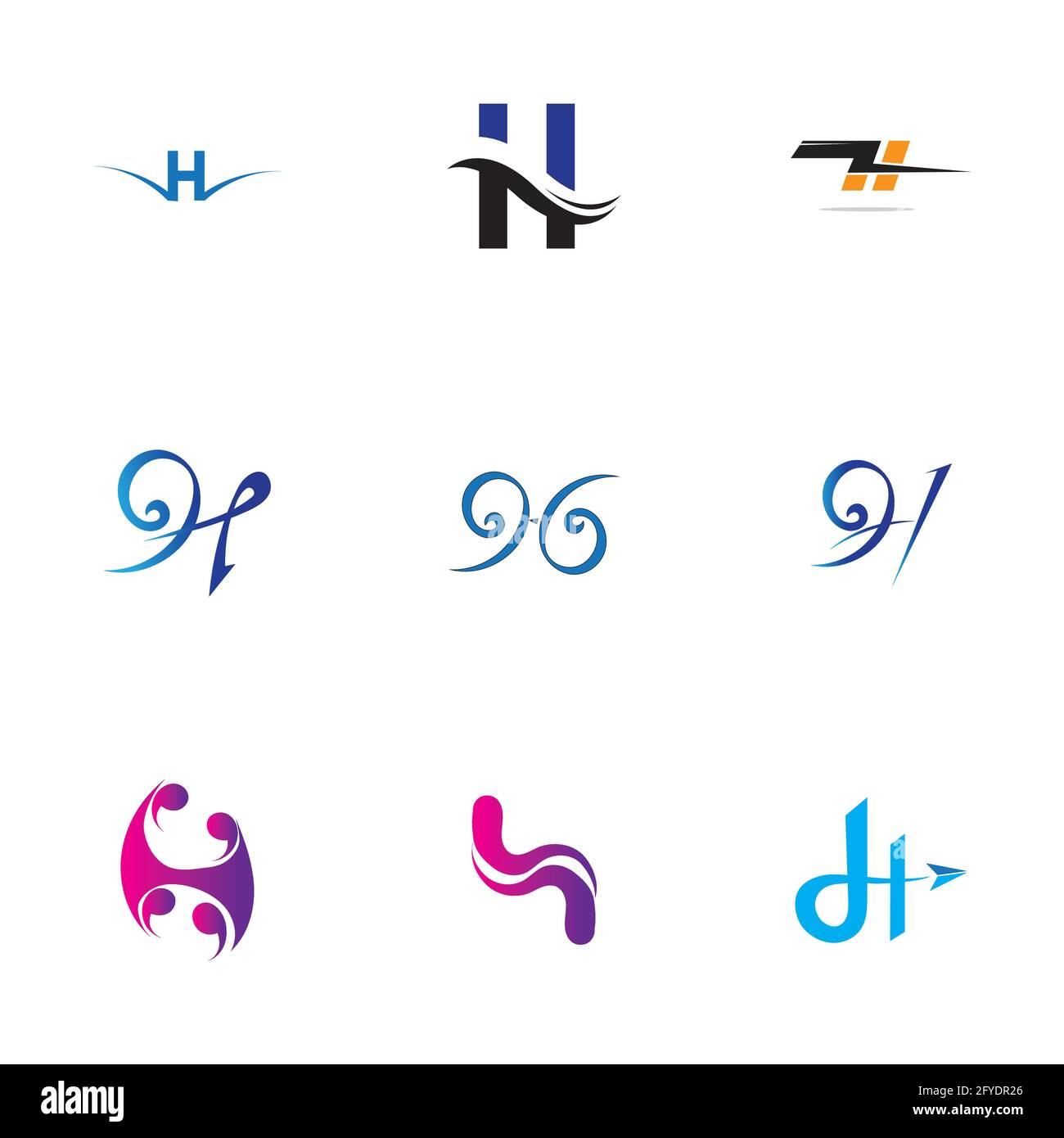 set of Letter H logo icon vector design template Stock Vector Image ...