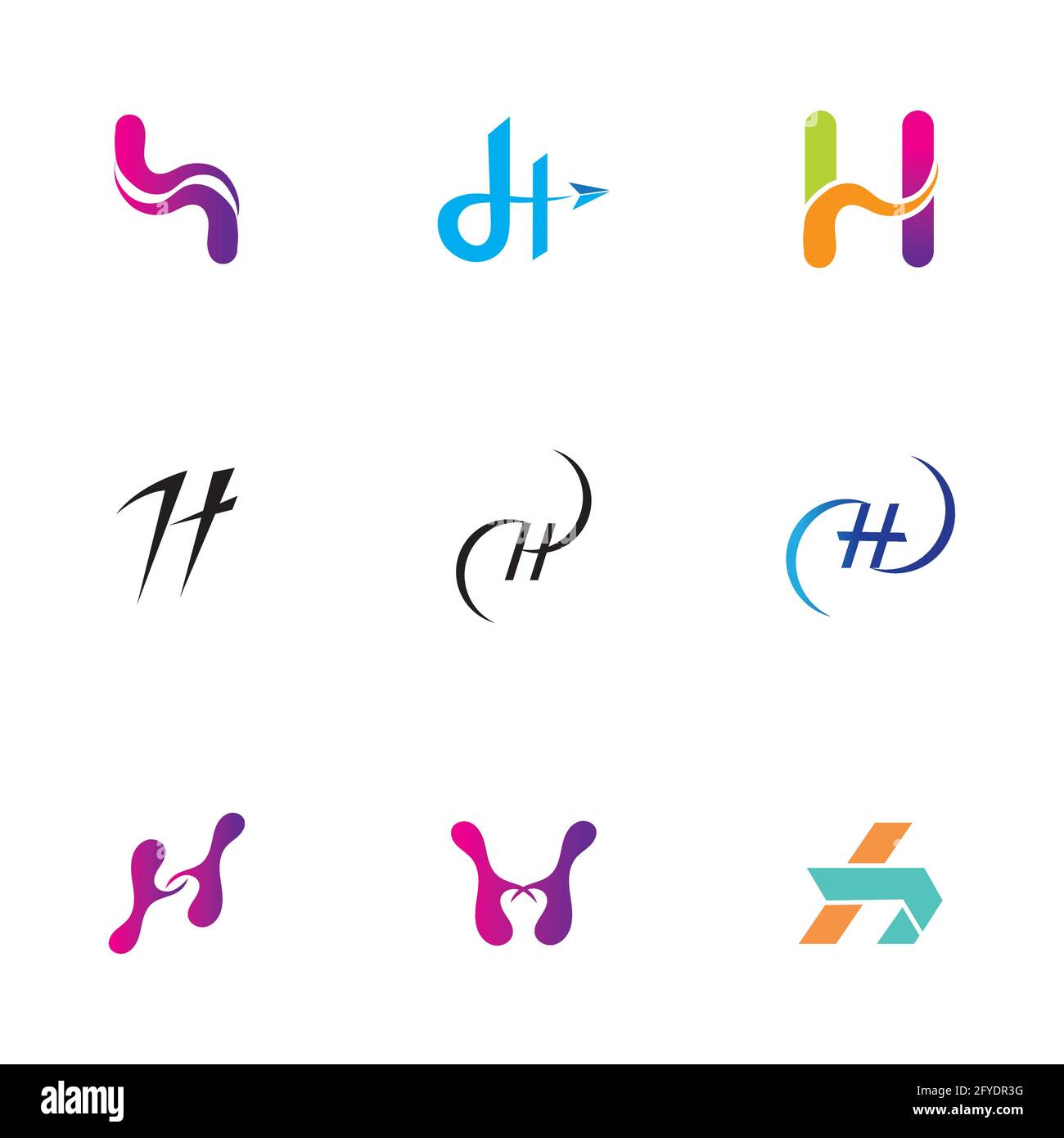 set of Letter H logo icon vector design template Stock Vector Image ...