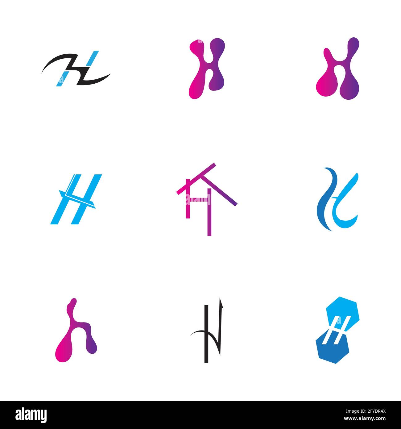 set of Letter H logo icon vector design template Stock Vector Image ...