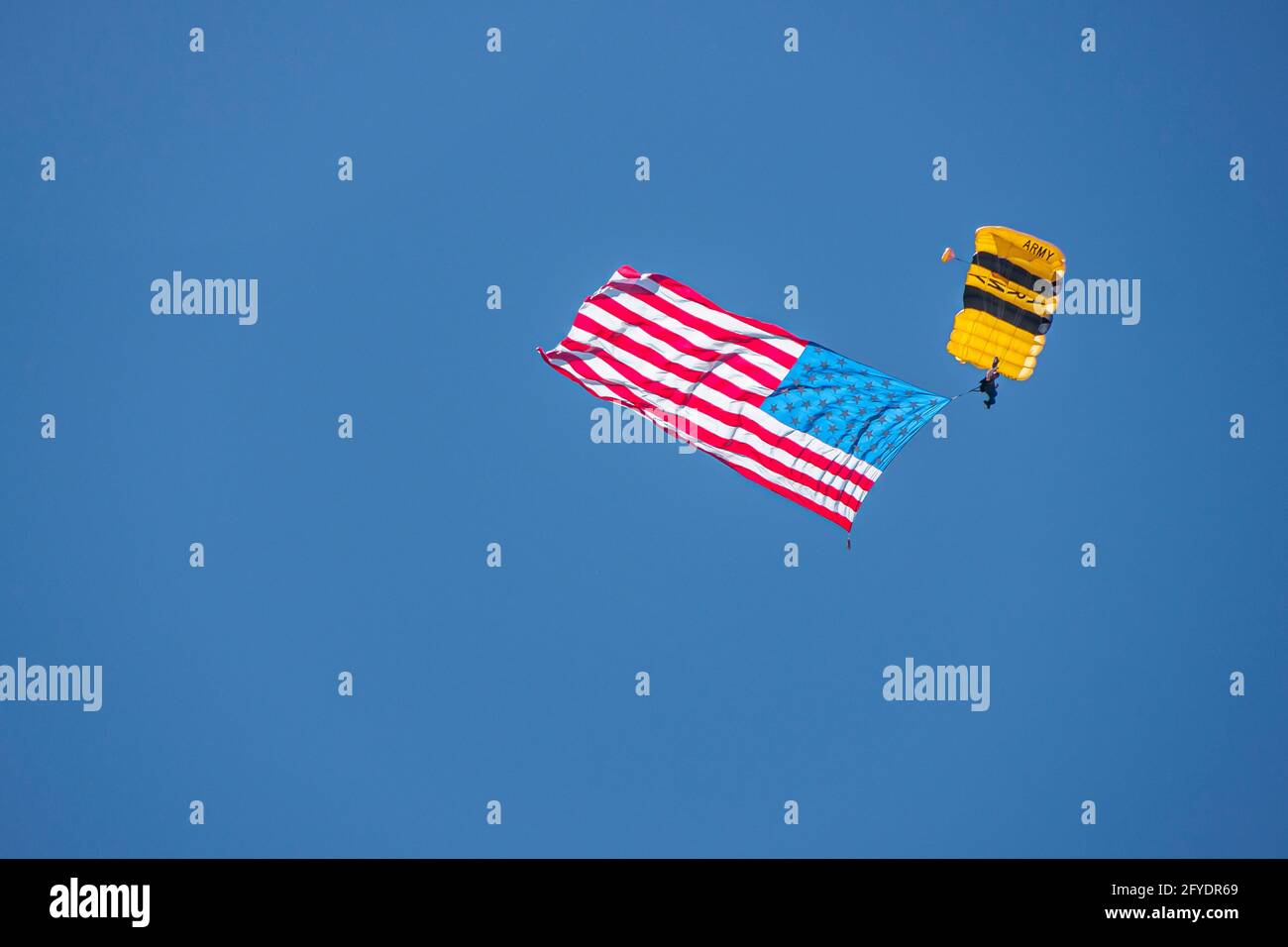 Santa Maria, CA, USA - June 6, 2010: Rodeo. Yellow Army parachute ...