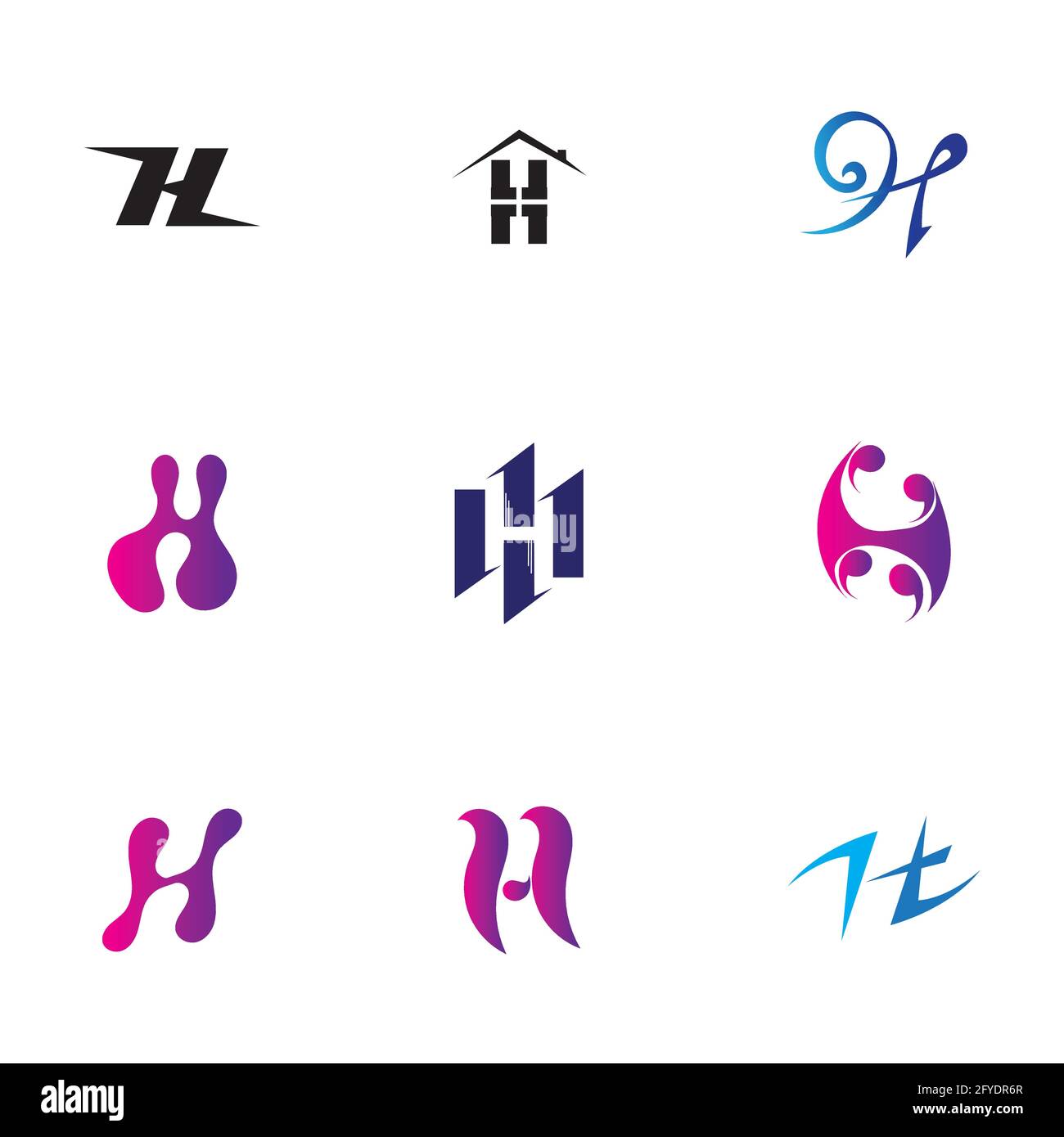 set of Letter H logo icon vector design template Stock Vector Image ...