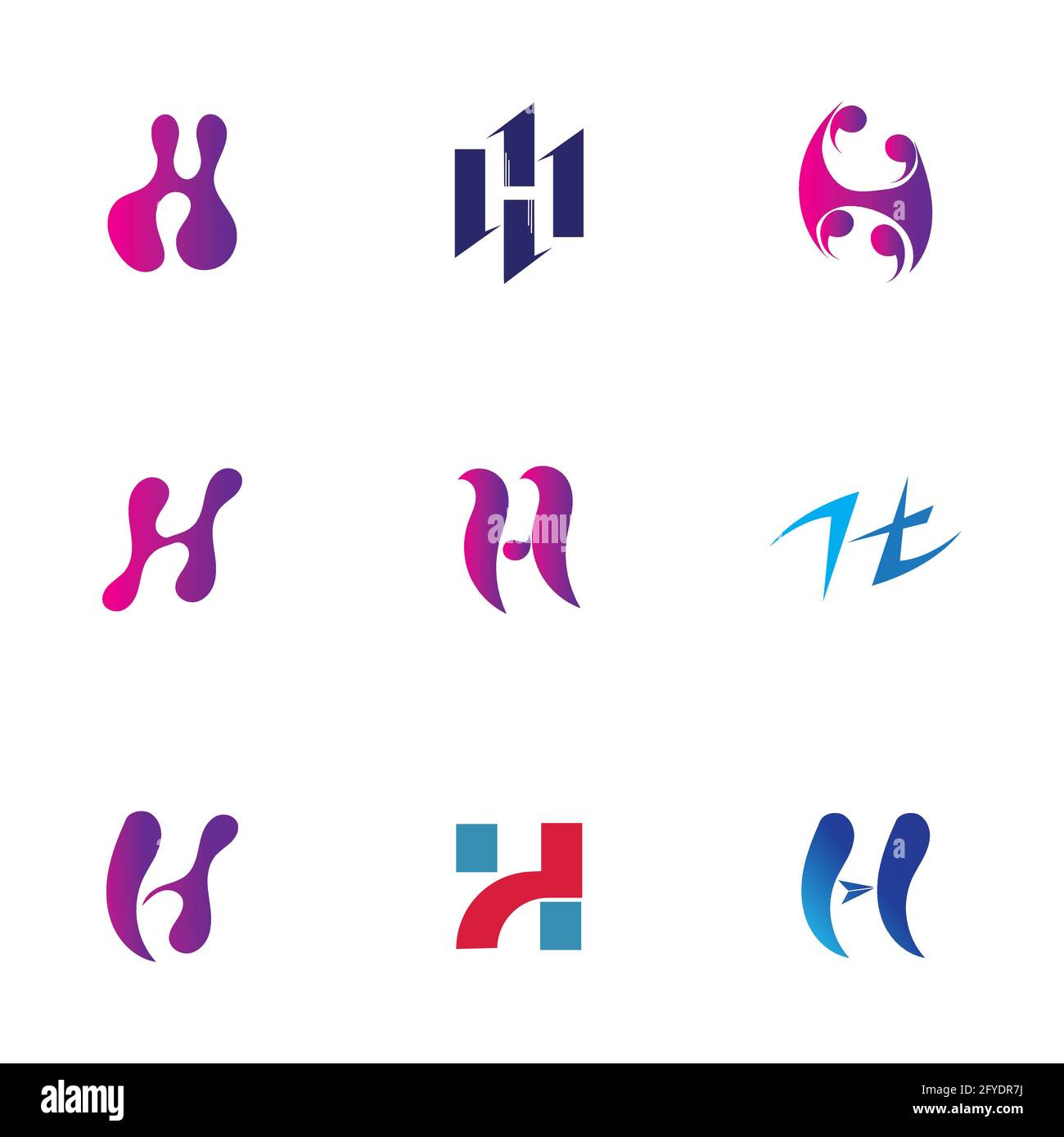 set of Letter H logo icon vector design template Stock Vector Image ...