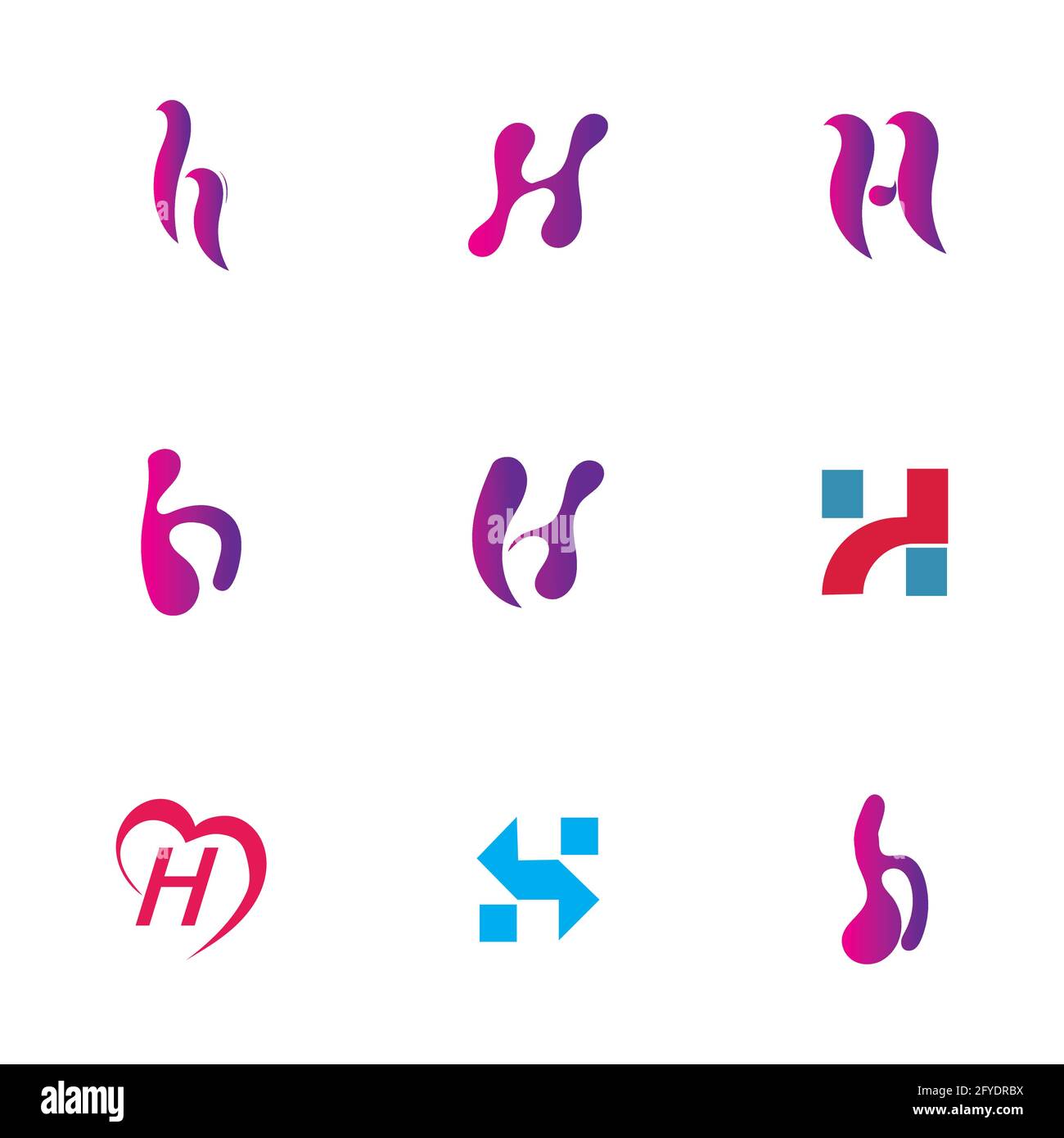 set of Letter H logo icon vector design template Stock Vector Image ...