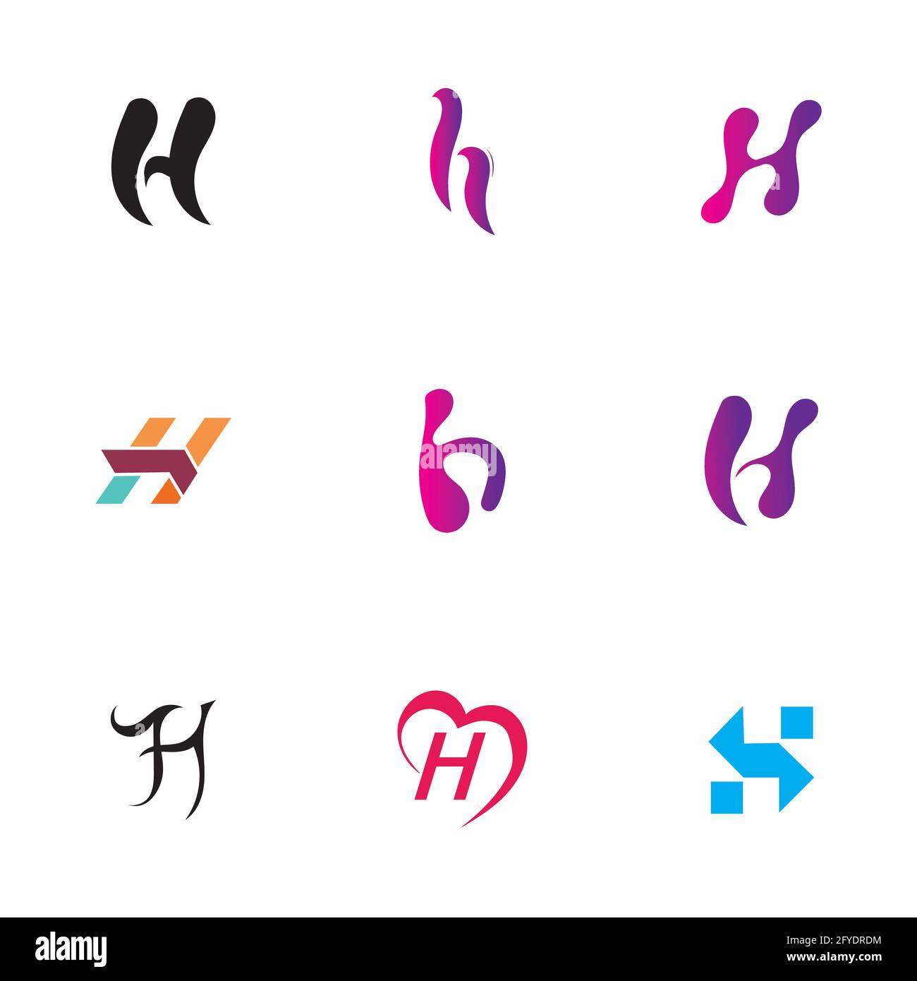 set of Letter H logo icon vector design template Stock Vector Image ...