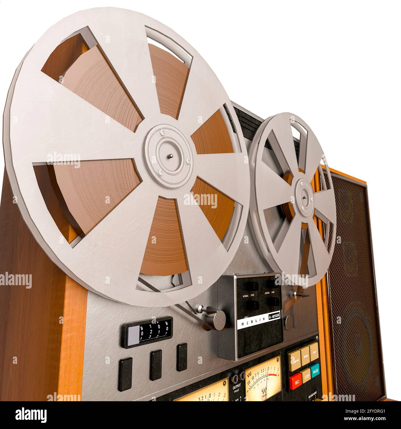 vintage reel set in white background nice view, 3d illustration Stock ...