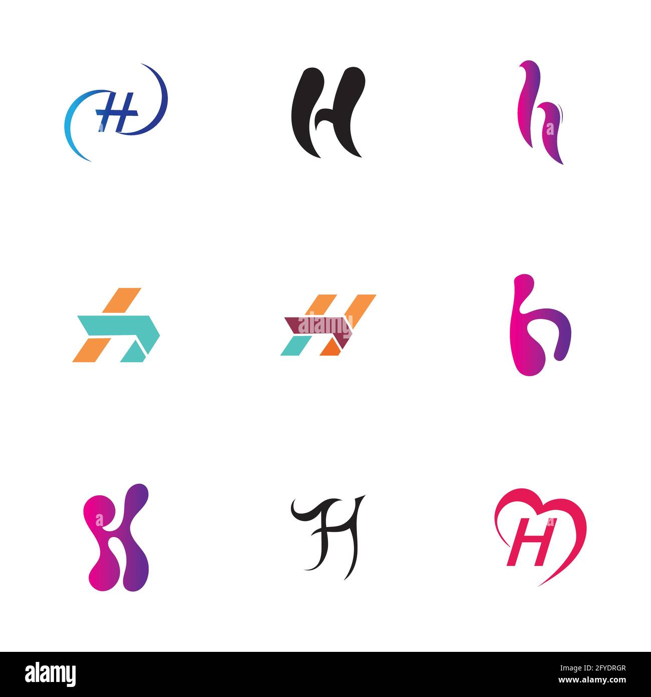 set of Letter H logo icon vector design template Stock Vector Image ...