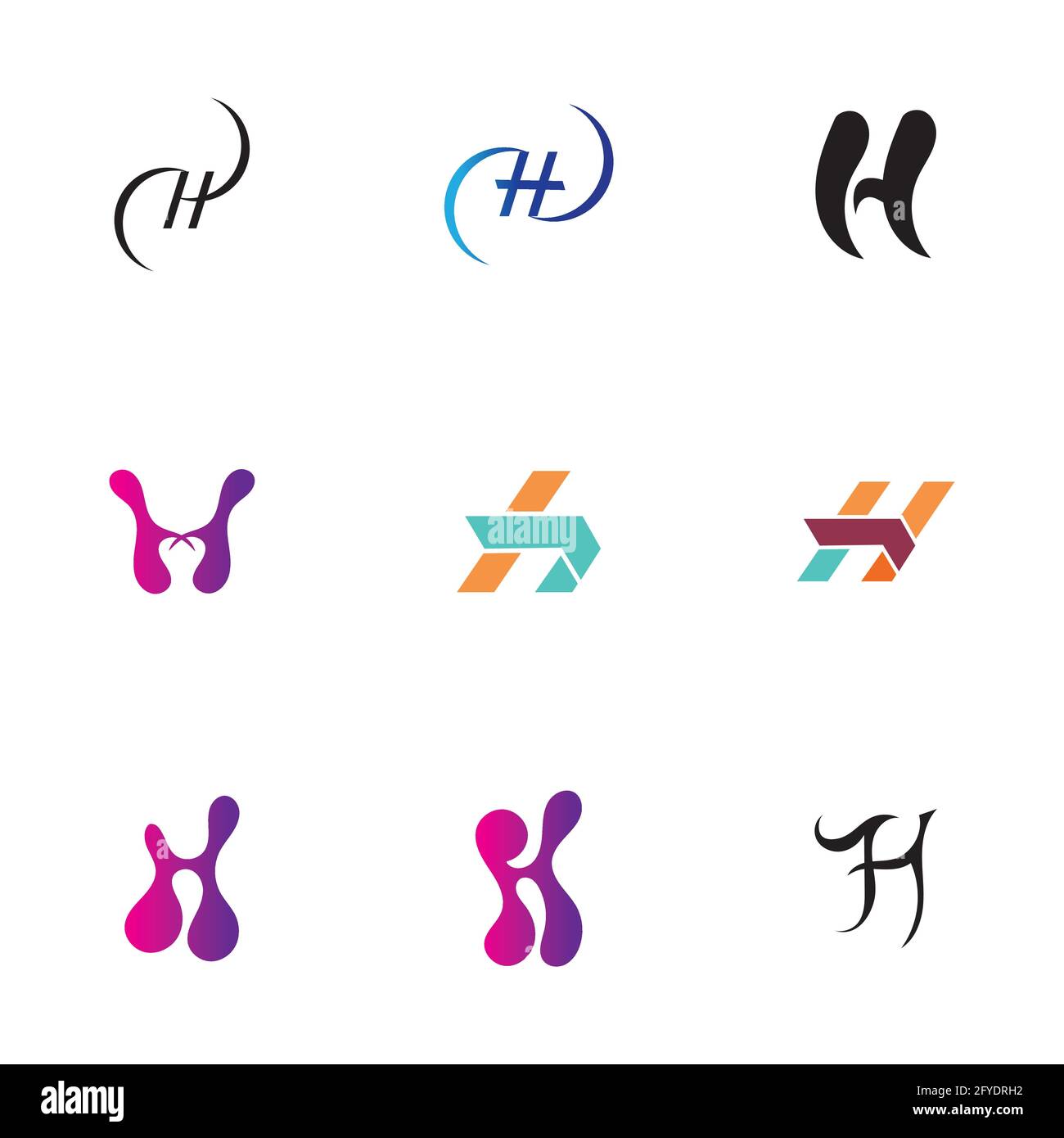 set of Letter H logo icon vector design template Stock Vector Image ...