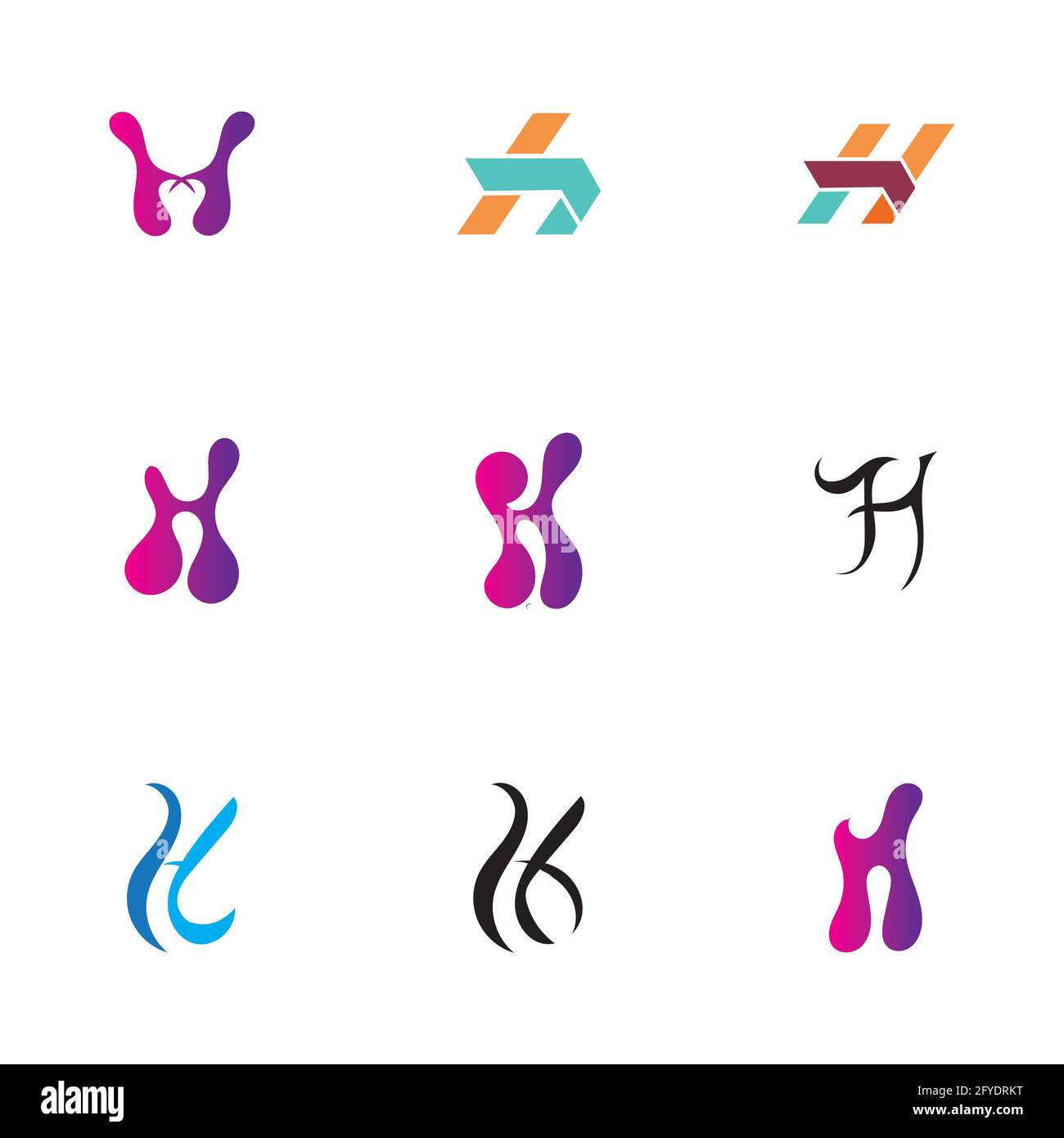 set of Letter H logo icon vector design template Stock Vector Image ...