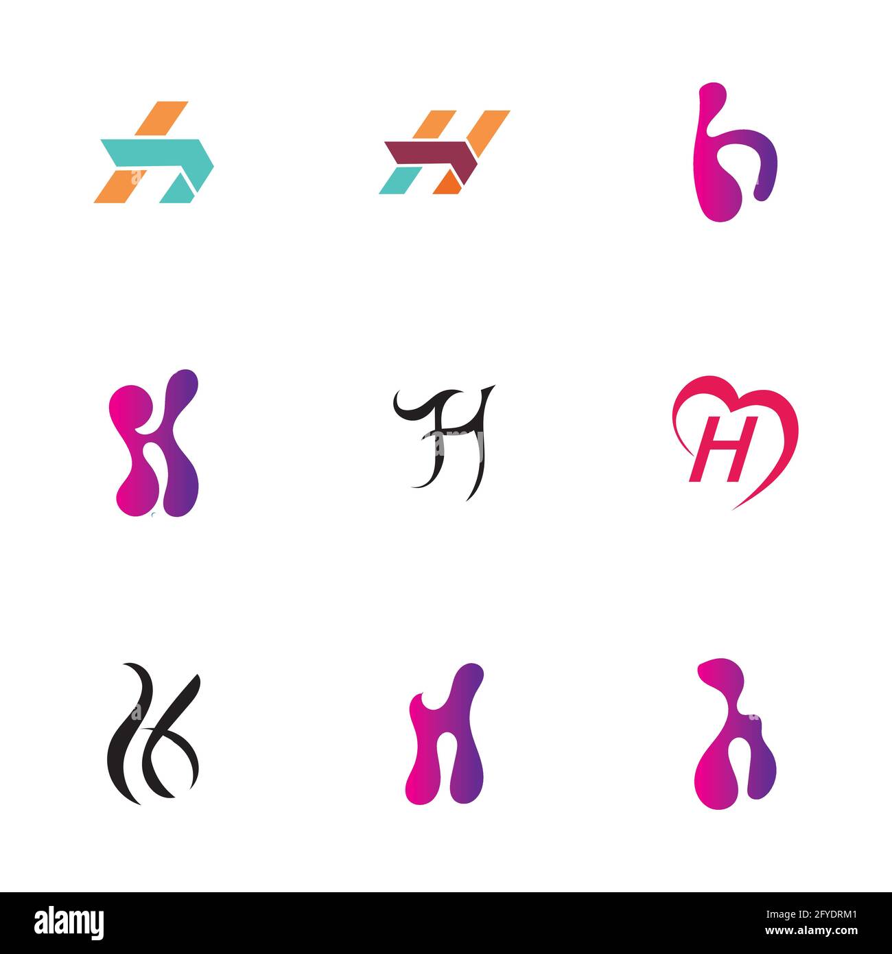 set of Letter H logo icon vector design template Stock Vector Image ...