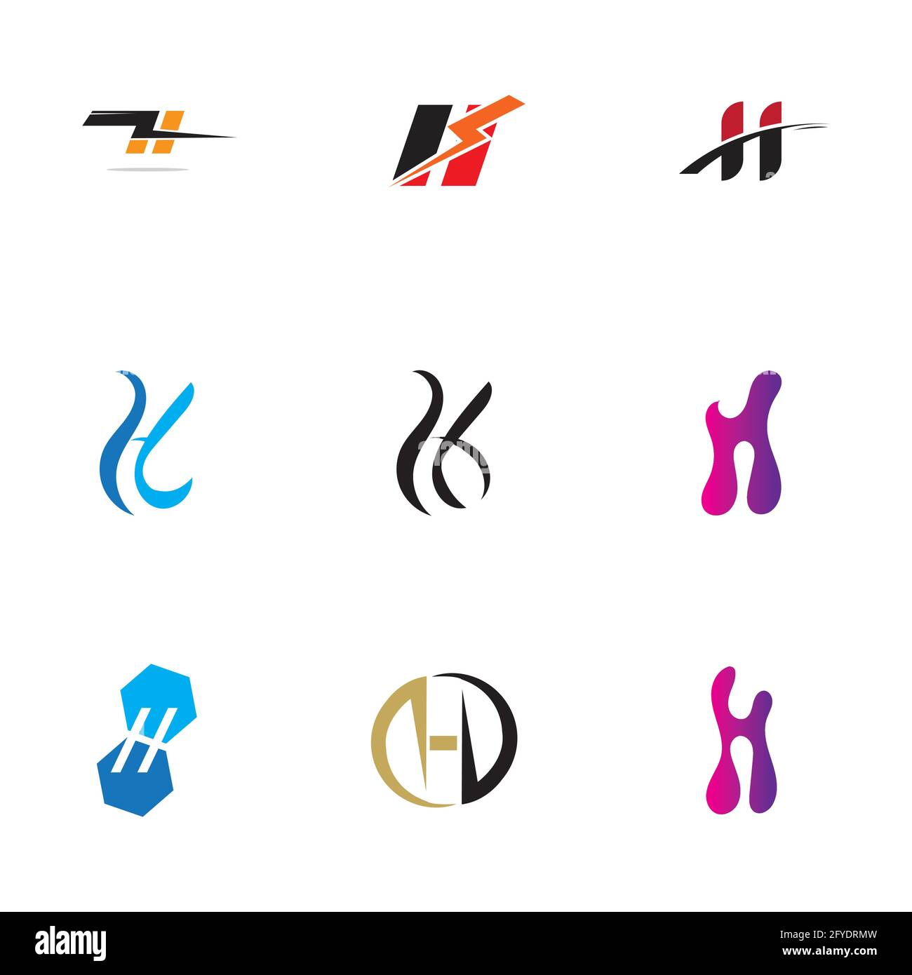 set of Letter H logo icon vector design template Stock Vector Image ...