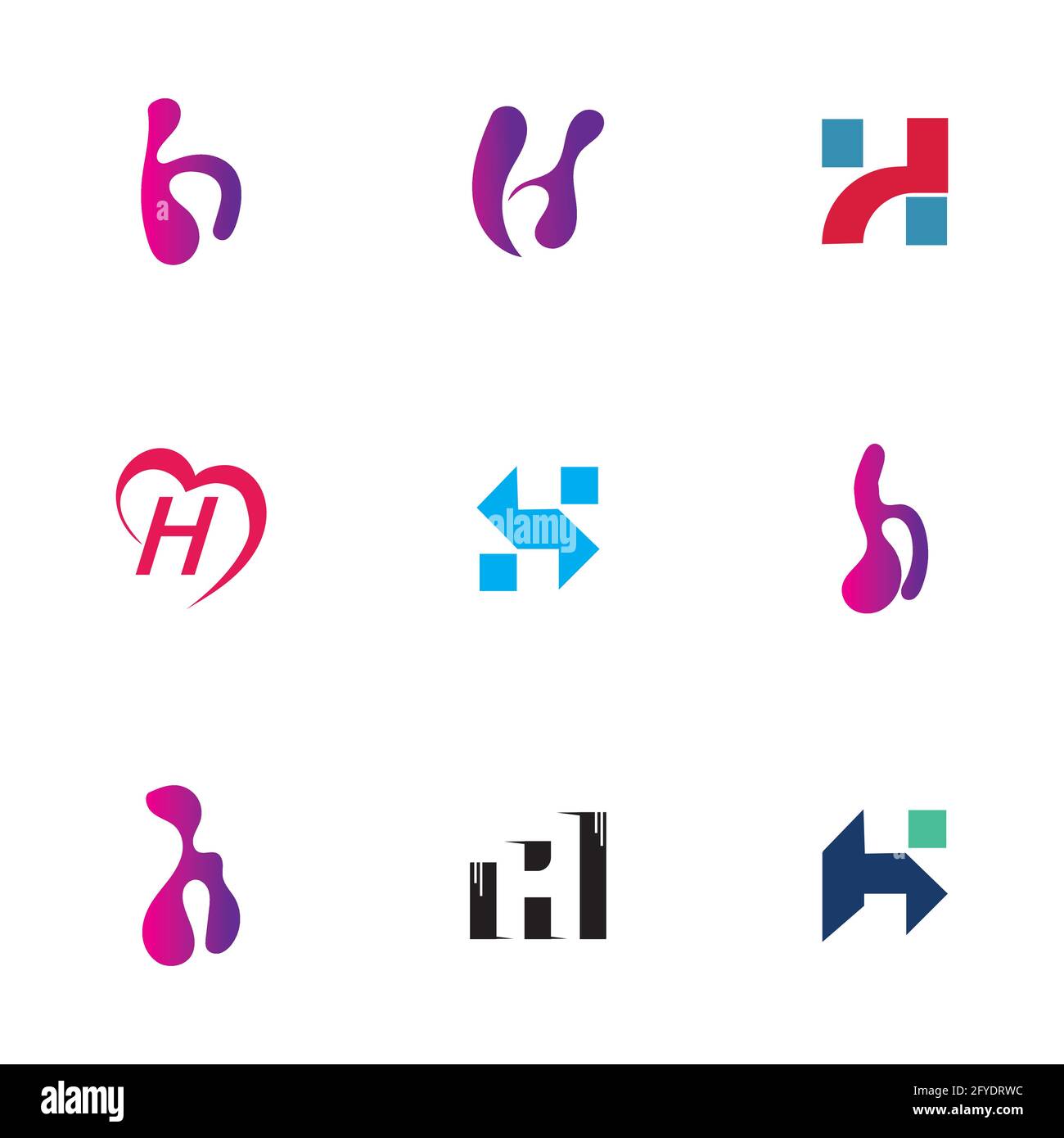 set of Letter H logo icon vector design template Stock Vector Image ...