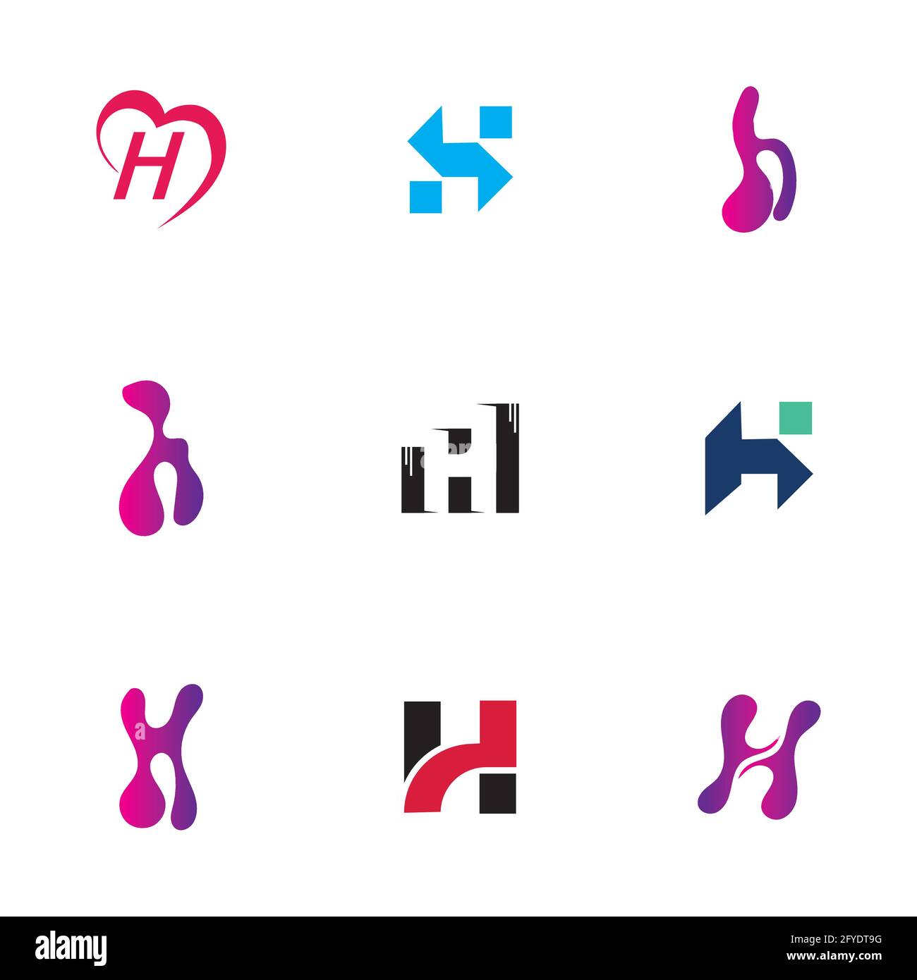 set of Letter H logo icon vector design template Stock Vector Image ...