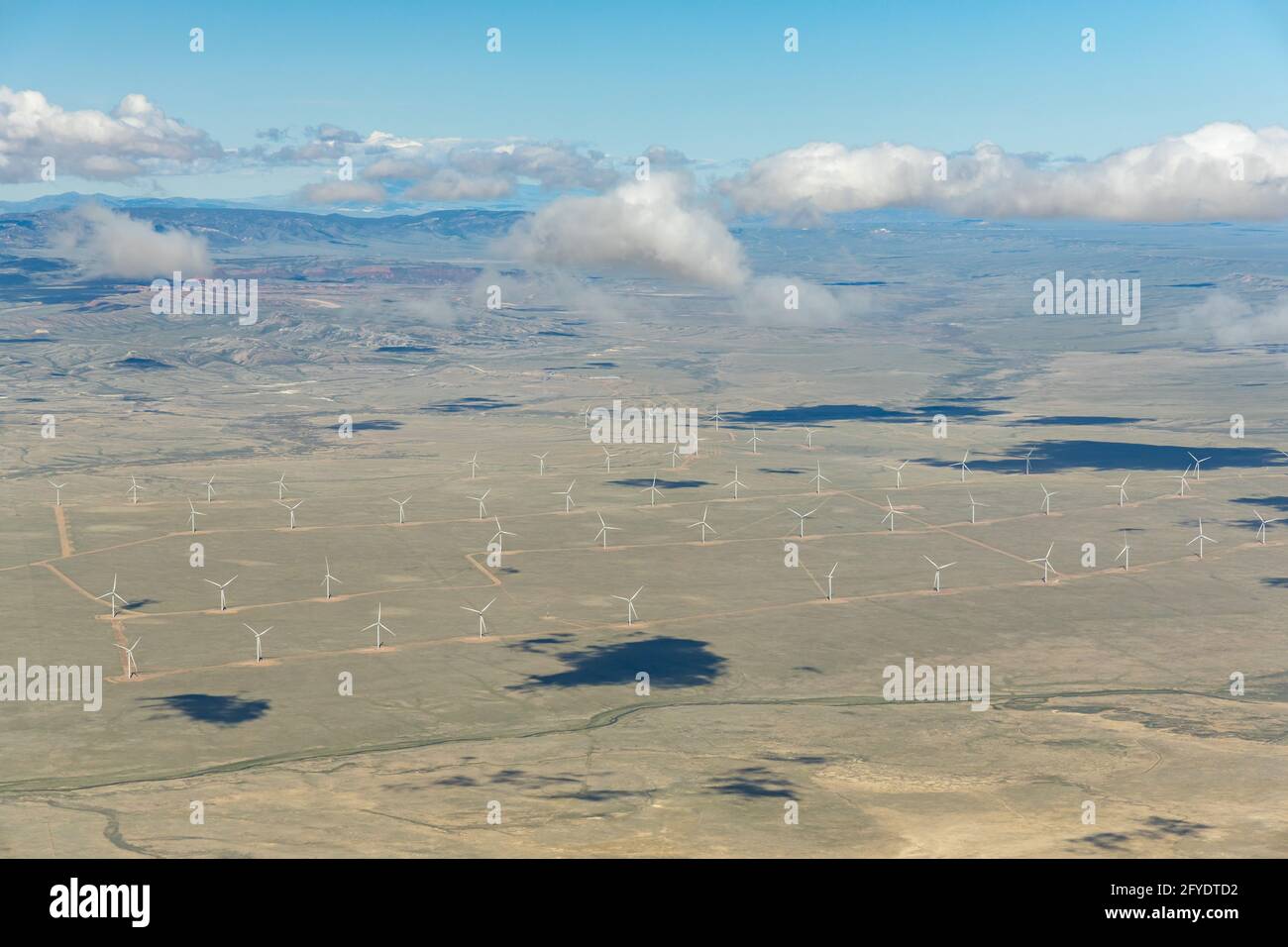 Aerial view of wind turbine farm near Laramie, Wyoming, USA Stock Photo ...