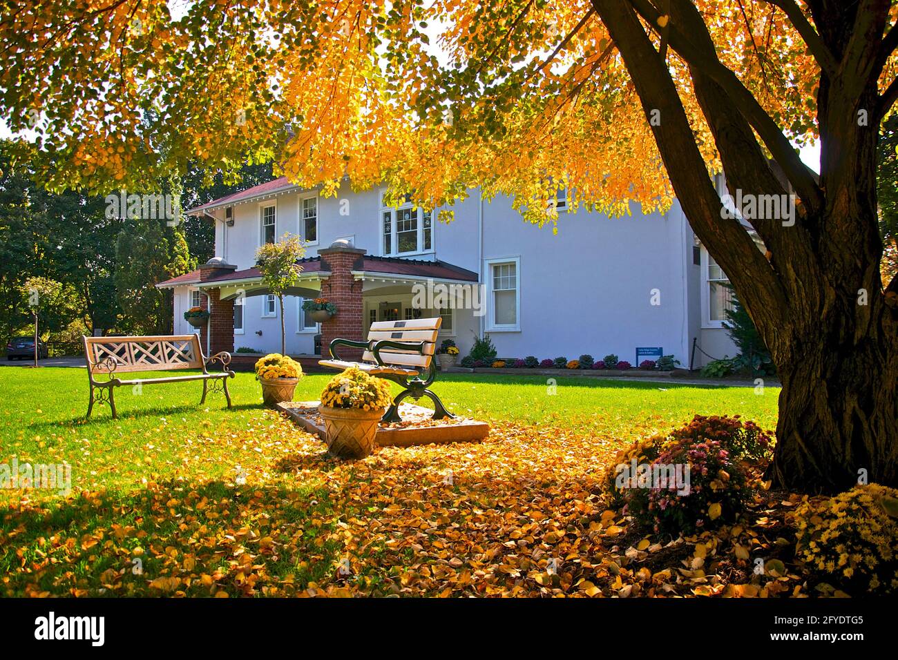 Bench in front of house hi-res stock photography and images - Alamy