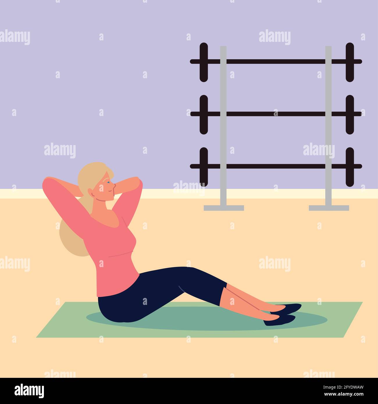 girl doing sit ups at gym Stock Vector Image & Art - Alamy