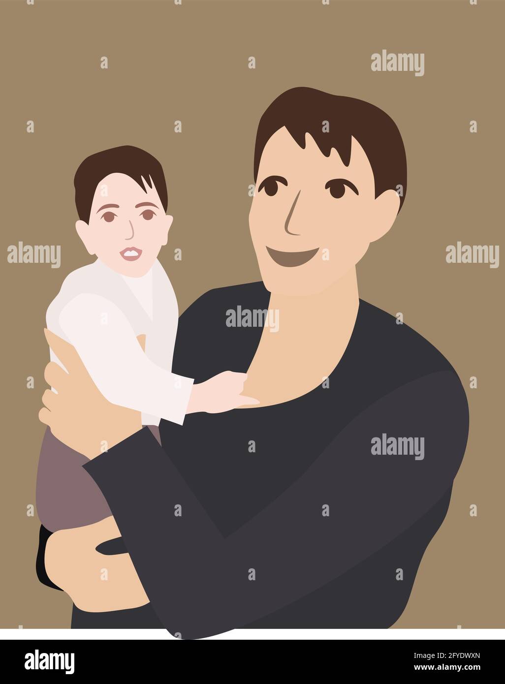 Boy with single parent Stock Vector Images - Alamy