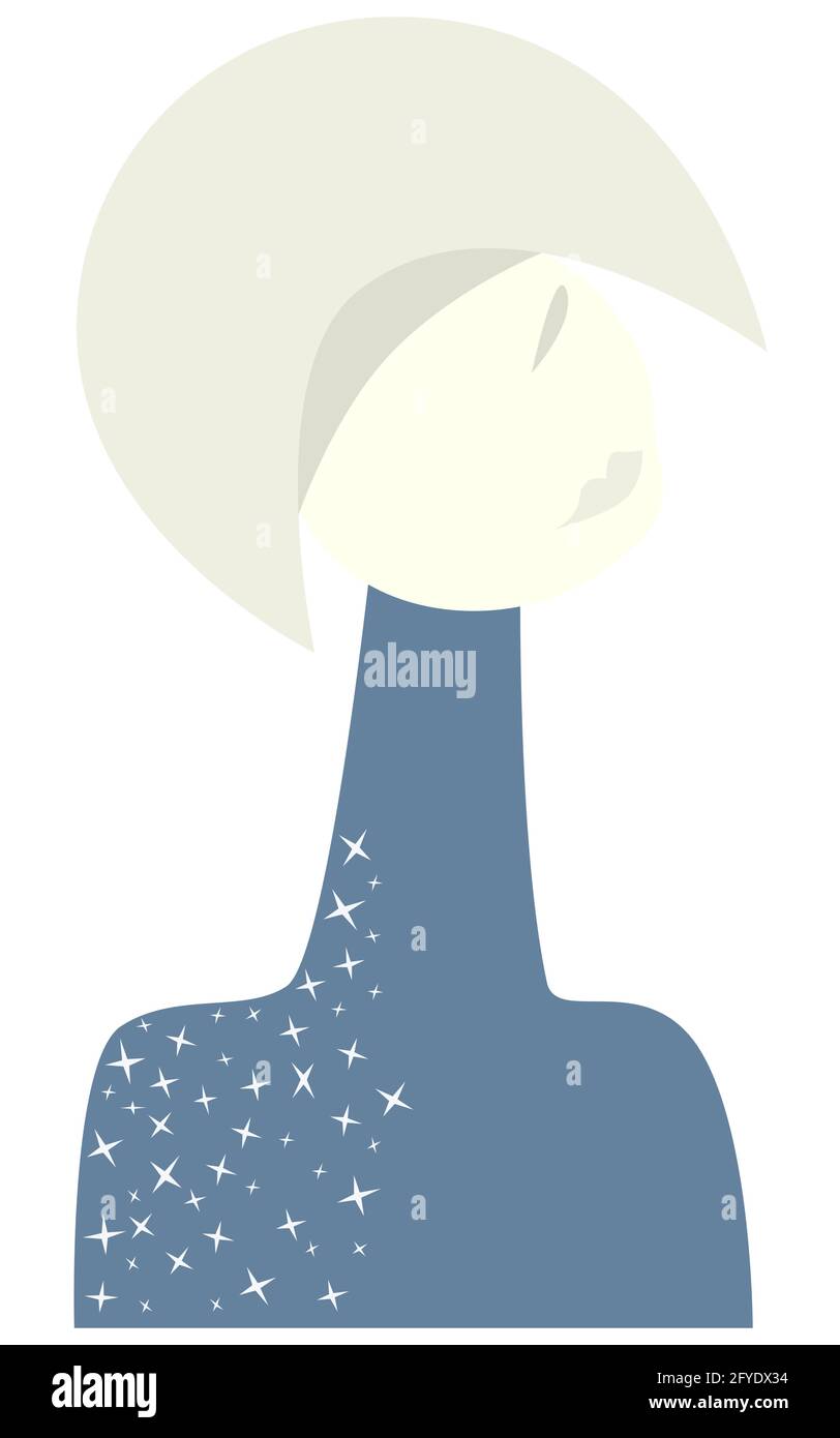 Moon and stars Human wearing moon costume Night sky Design element ...