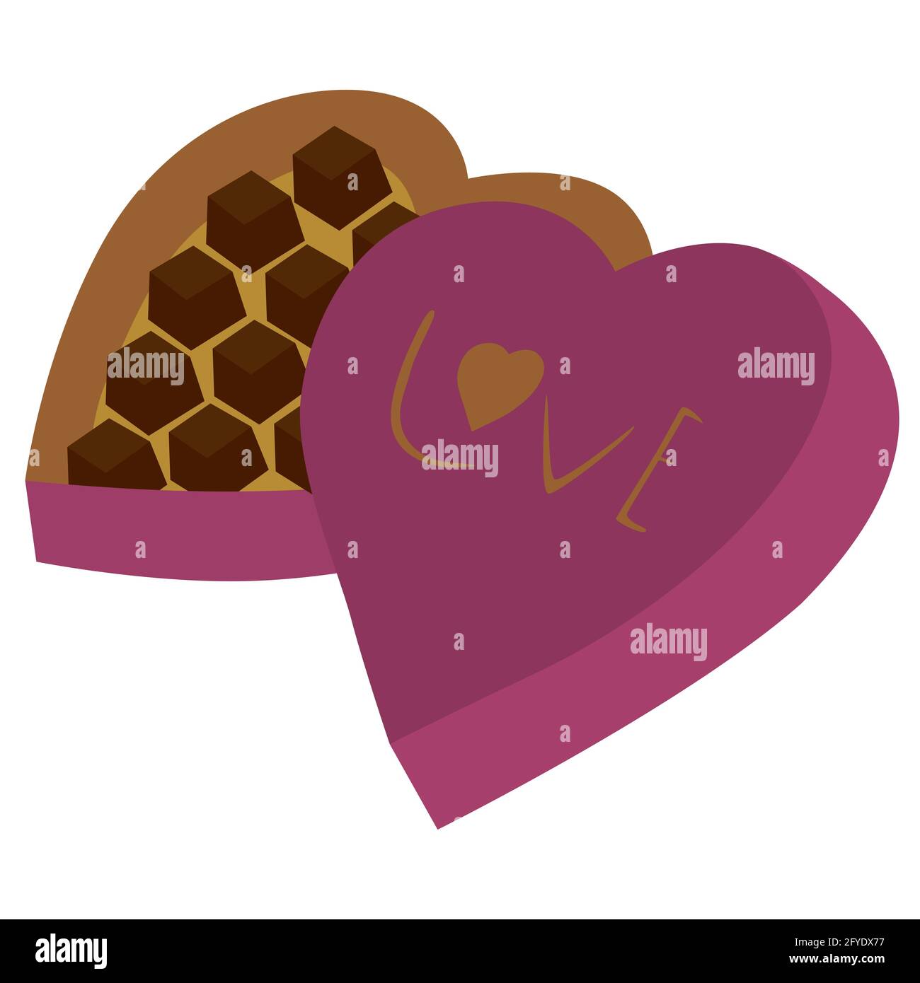 Chocolate candy heart box. Flat design element. Isolated vector ...