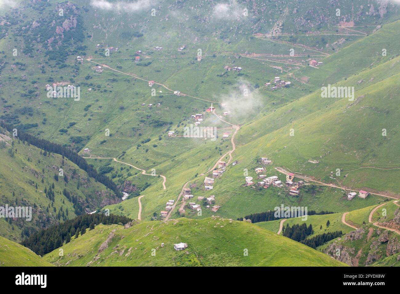 High resolution, magnificent mountain view captured from a high angle ...