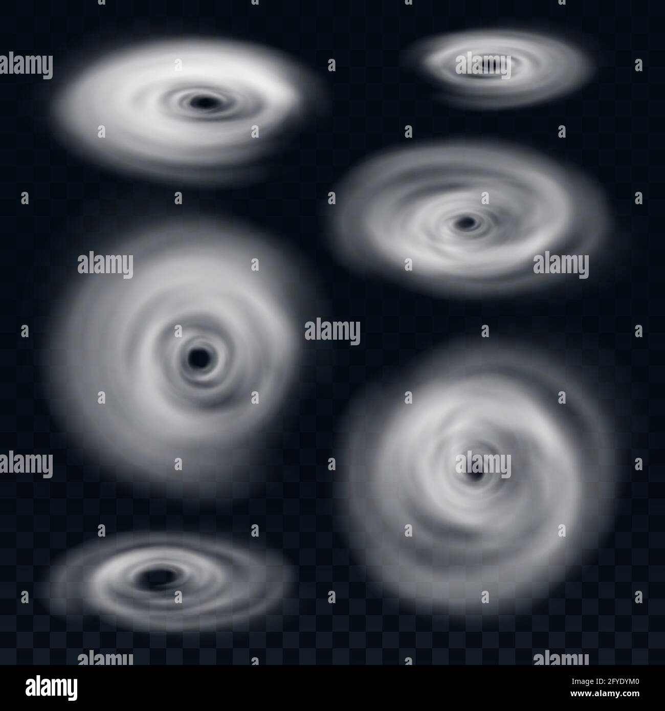 Cyclone forms set on dark background. Vector illustration Stock Vector ...