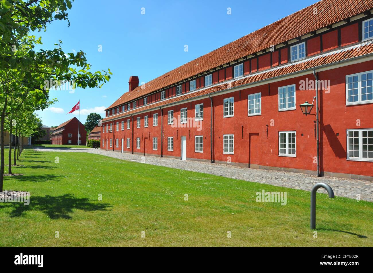 Long red brick building of Copenhagen Citadell, Castle Stock Photo - Alamy