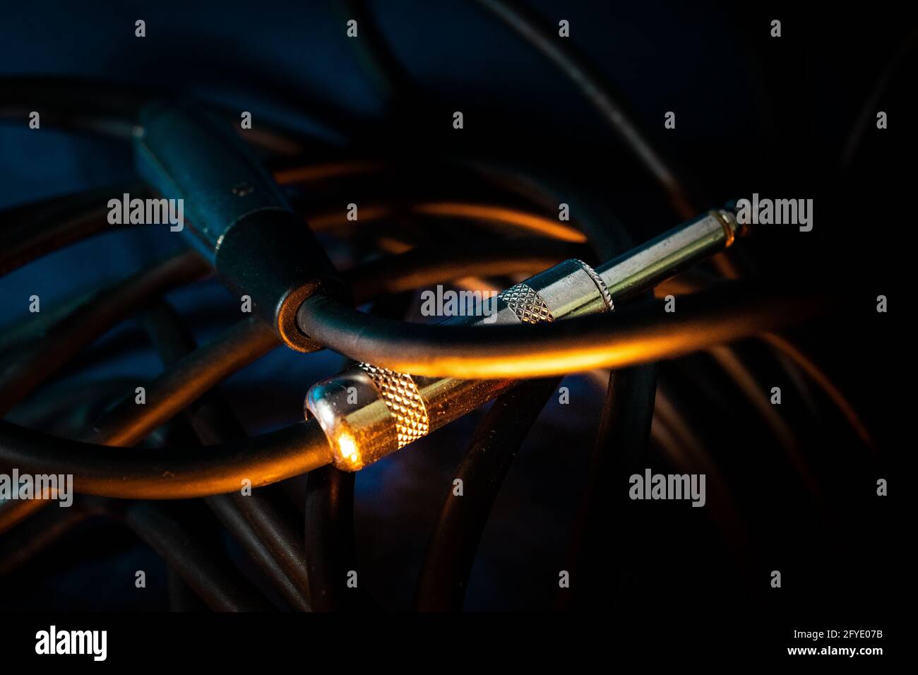 Macro Closeup of Metal Quarter Inch Connector End of Microphone Cable ...