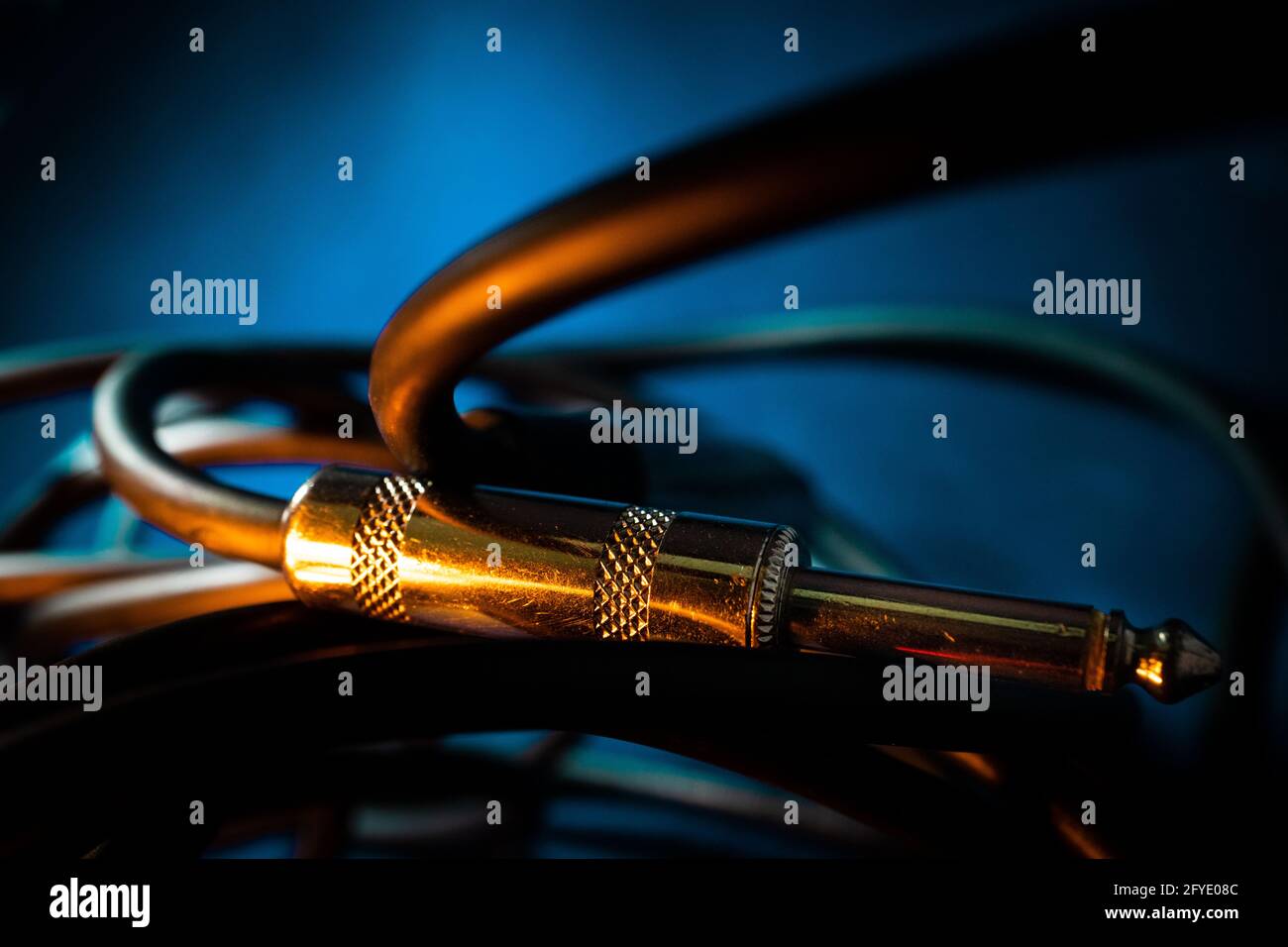 Macro Closeup of Metal Quarter Inch Instrument Cable Connector Laying ...