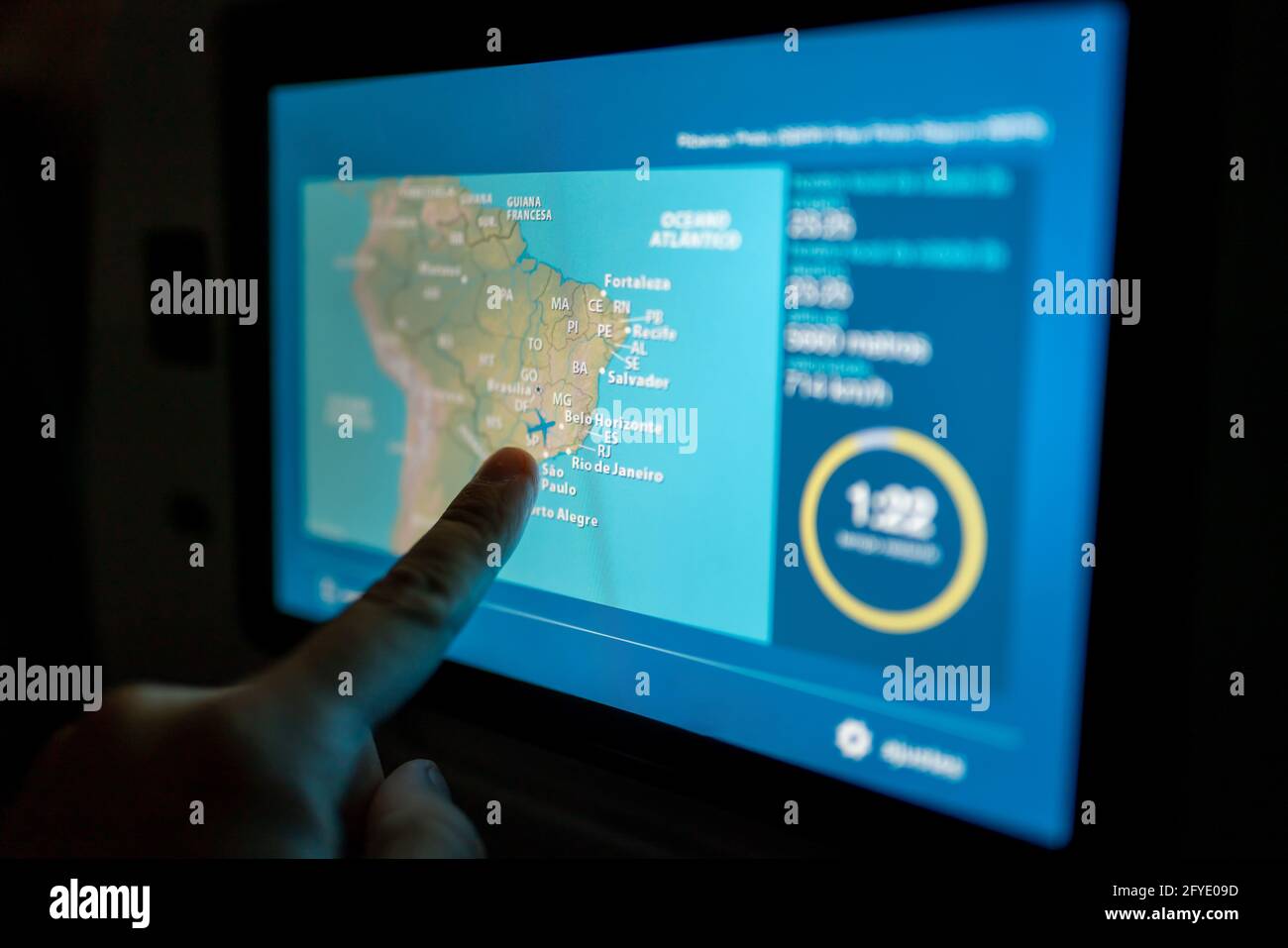 touch screen, close up of a man pointing finger to LCD screen monitor ...