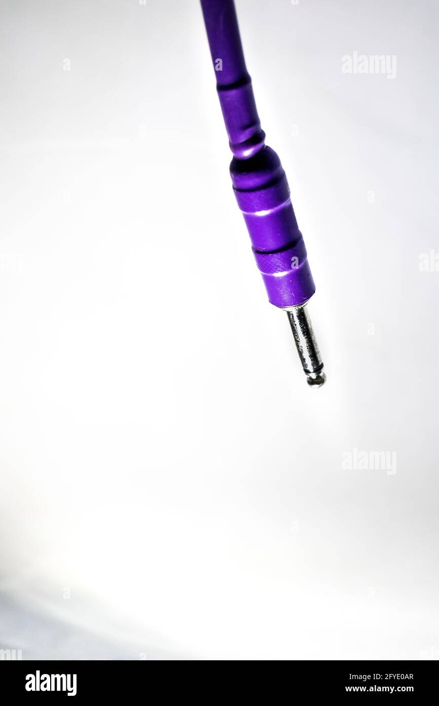 Closeup of Quarter Inch Jack Connector with Purple Rubber Cover ...