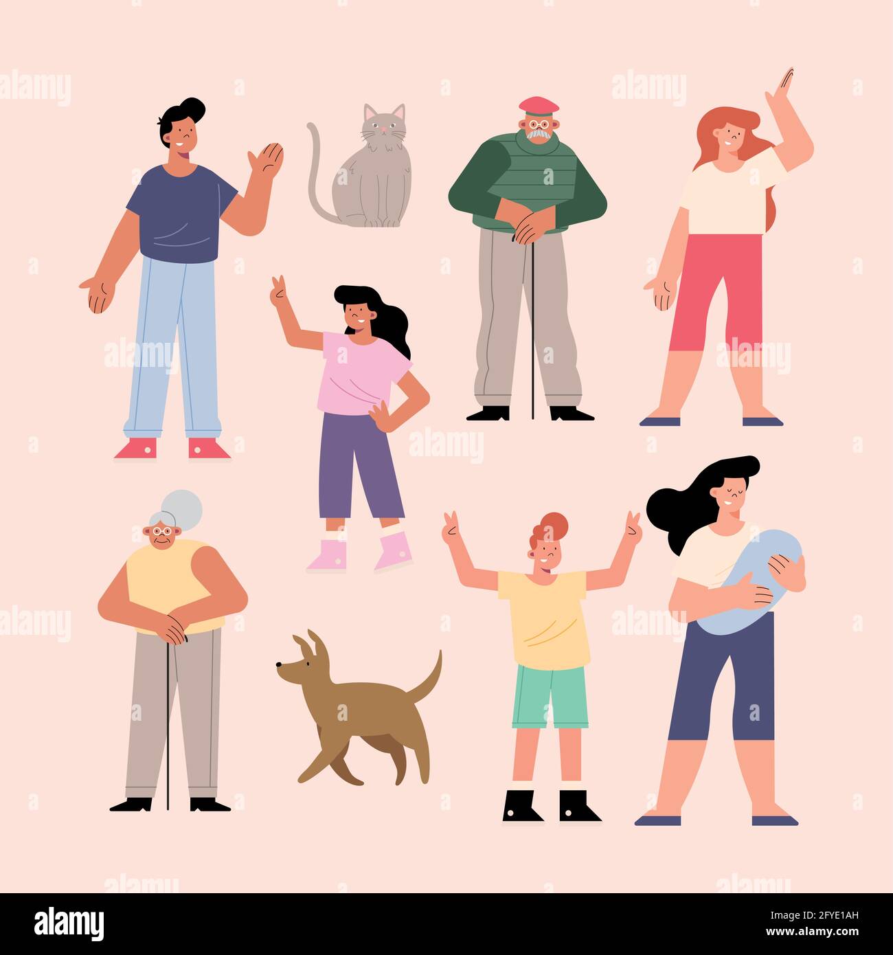 ten family members group characters Stock Vector Image & Art - Alamy