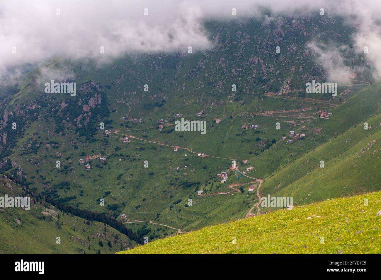 High resolution, magnificent mountain view captured from a high angle ...