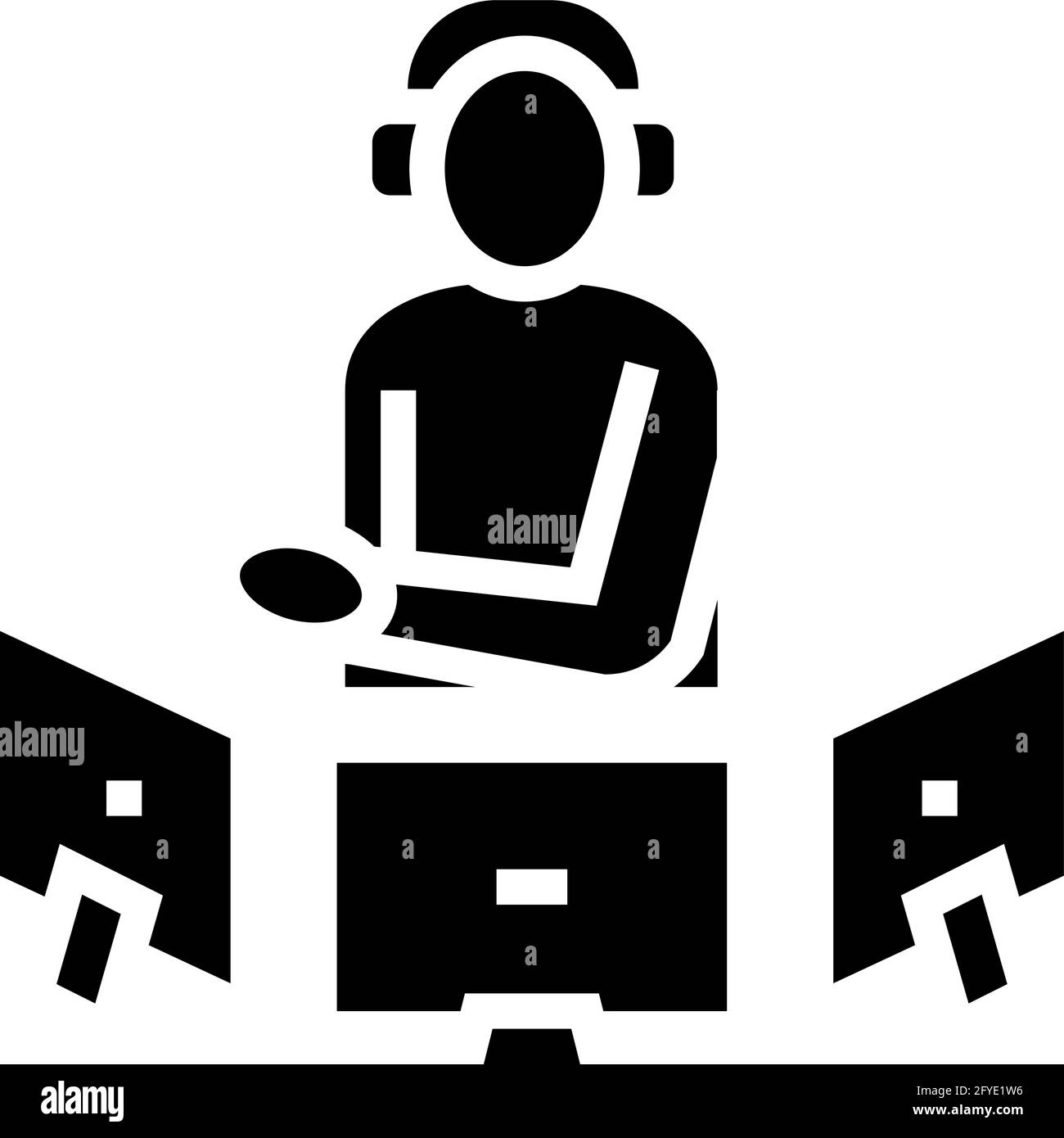 dispatcher controlling flight way glyph icon vector illustration Stock ...