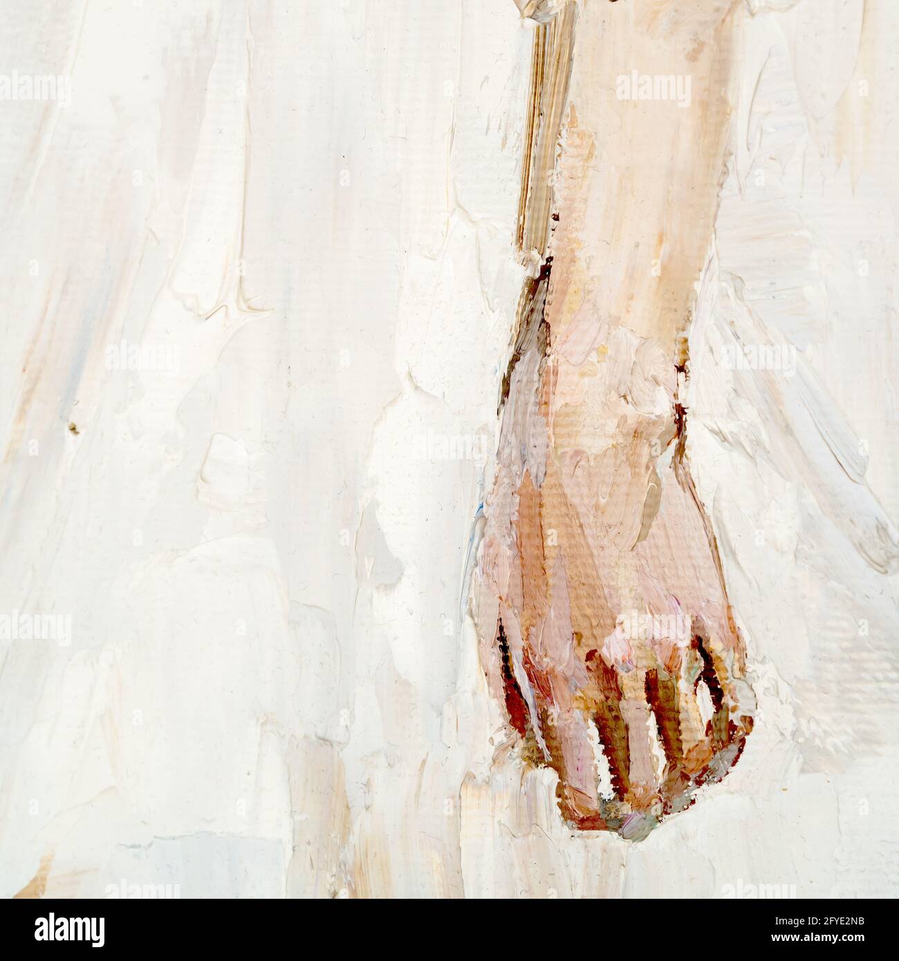 Pale hand on a grey background. A young girl in white dress Stock Photo ...