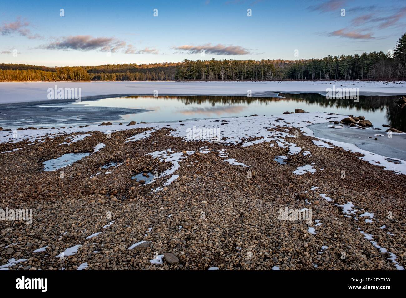 The water level is quite low at Tully Lake in Royalston, Massachusetts ...