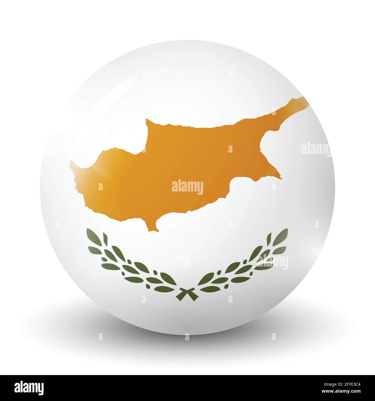 Glass light ball with flag of Cyprus. Round sphere, template icon ...