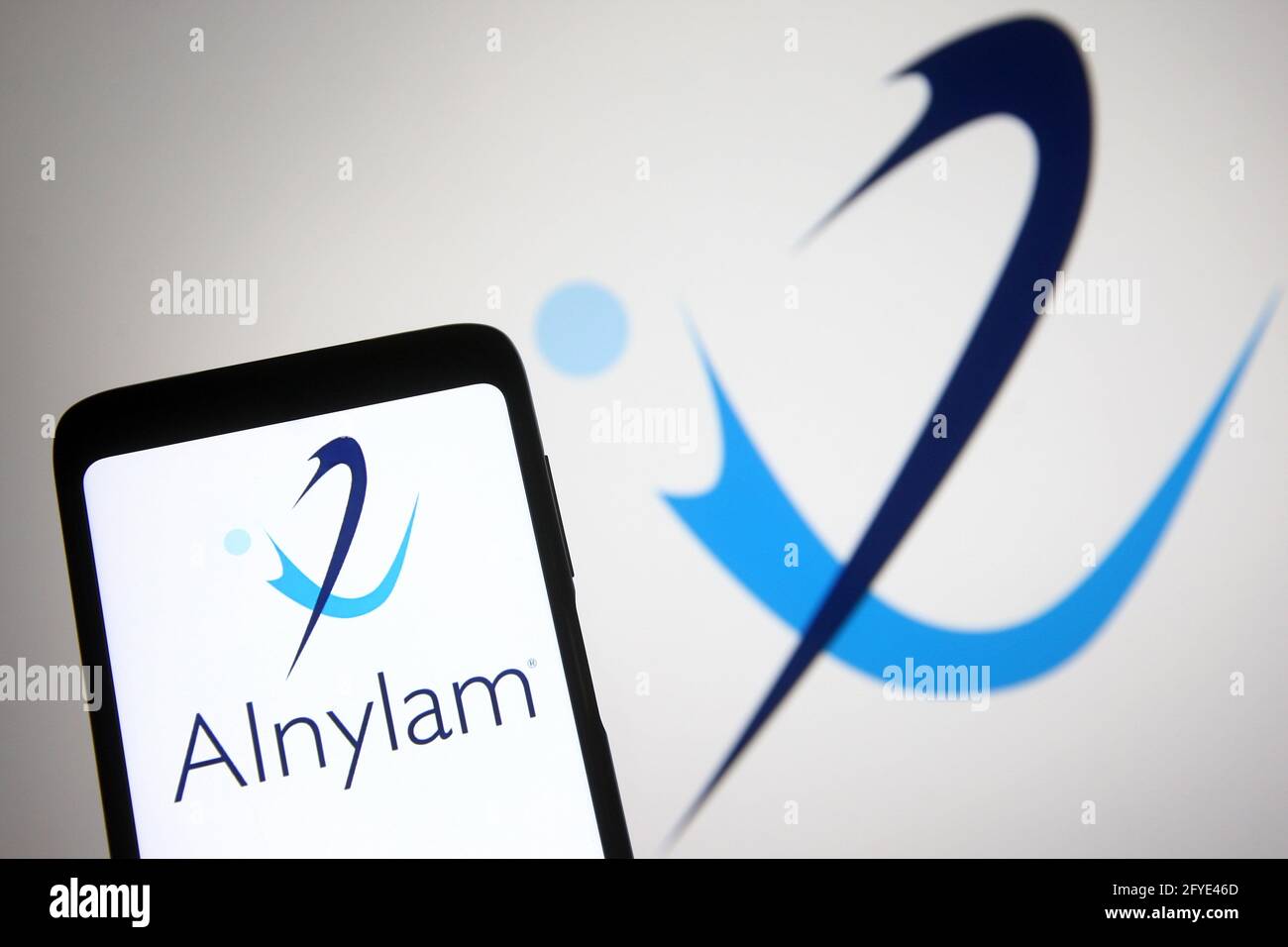 In this photo illustration, the Alnylam Pharmaceuticals logo seen on a ...