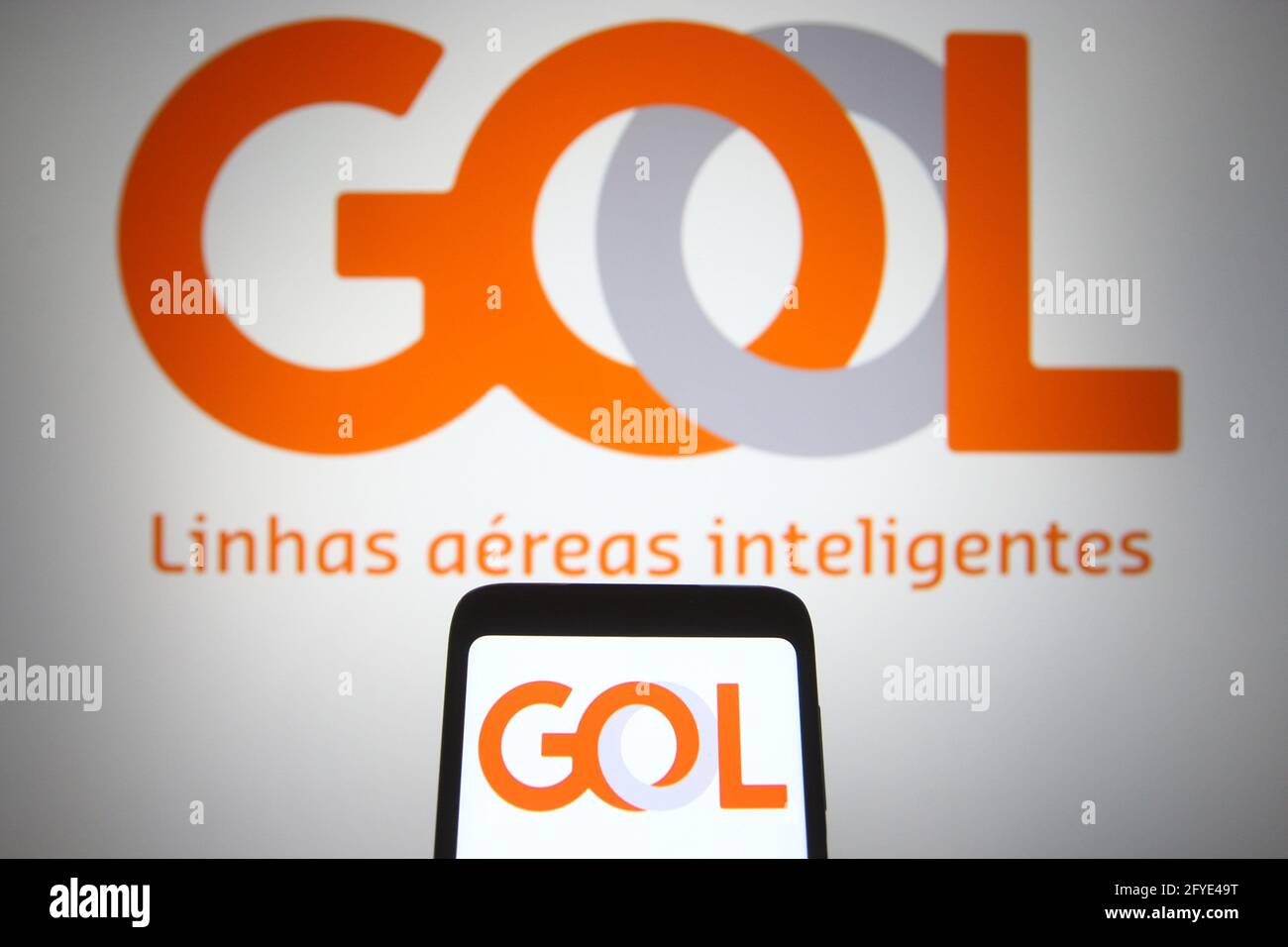 In this photo illustration, a GOL Linhas Aereas Inteligentes (also ...