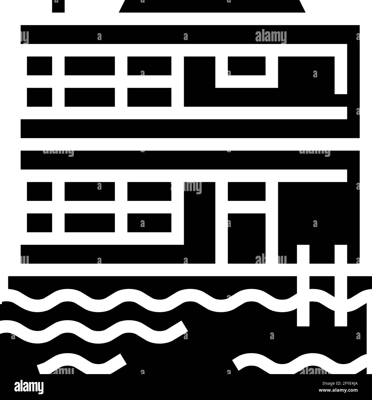 floating on water residence house glyph icon vector illustration Stock ...