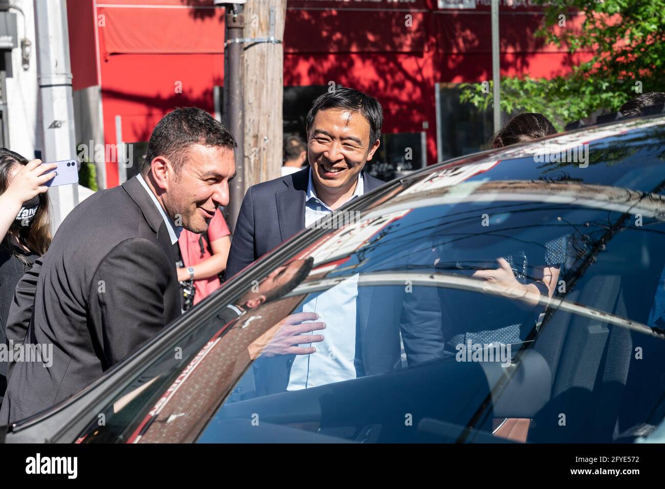 New York, United States. 27th May, 2021. Mayoral candidate Andrew Yang ...