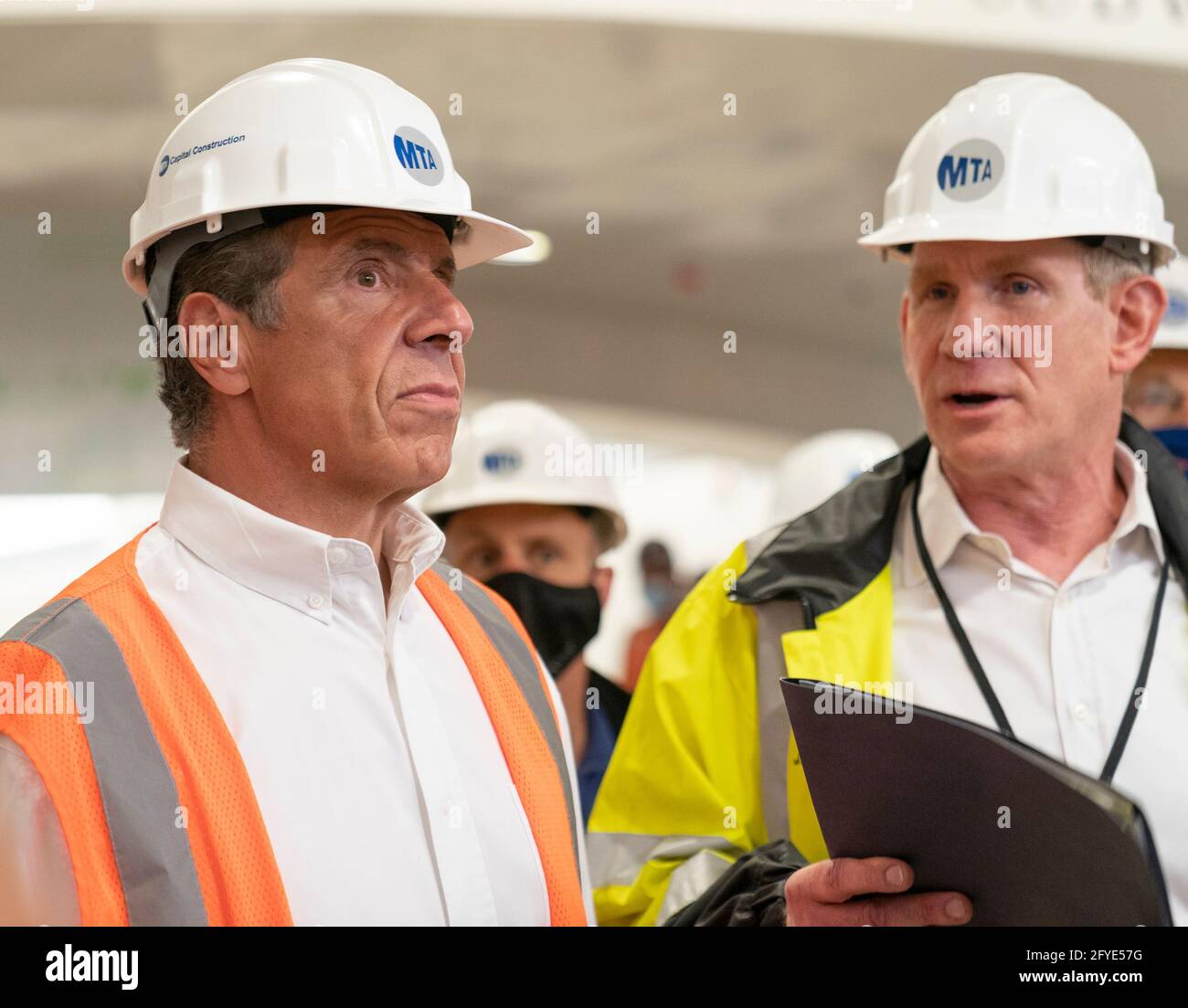 Governor Andrew Cuomo speaks to MTA Chief Development Officer Janno ...