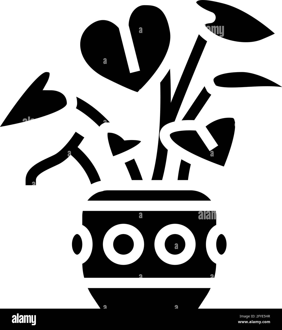 green leaves house plant glyph icon vector illustration Stock Vector ...